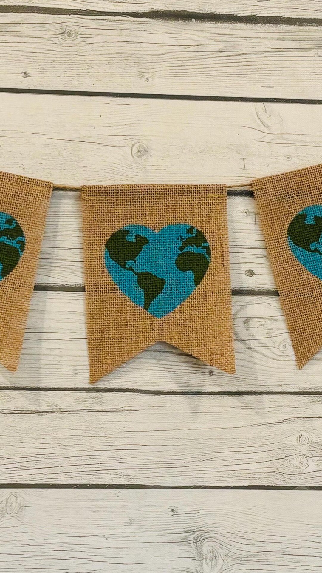 Happy Earth Day Burlap Banner, Earth Day Decor, Earth Day Heart ...