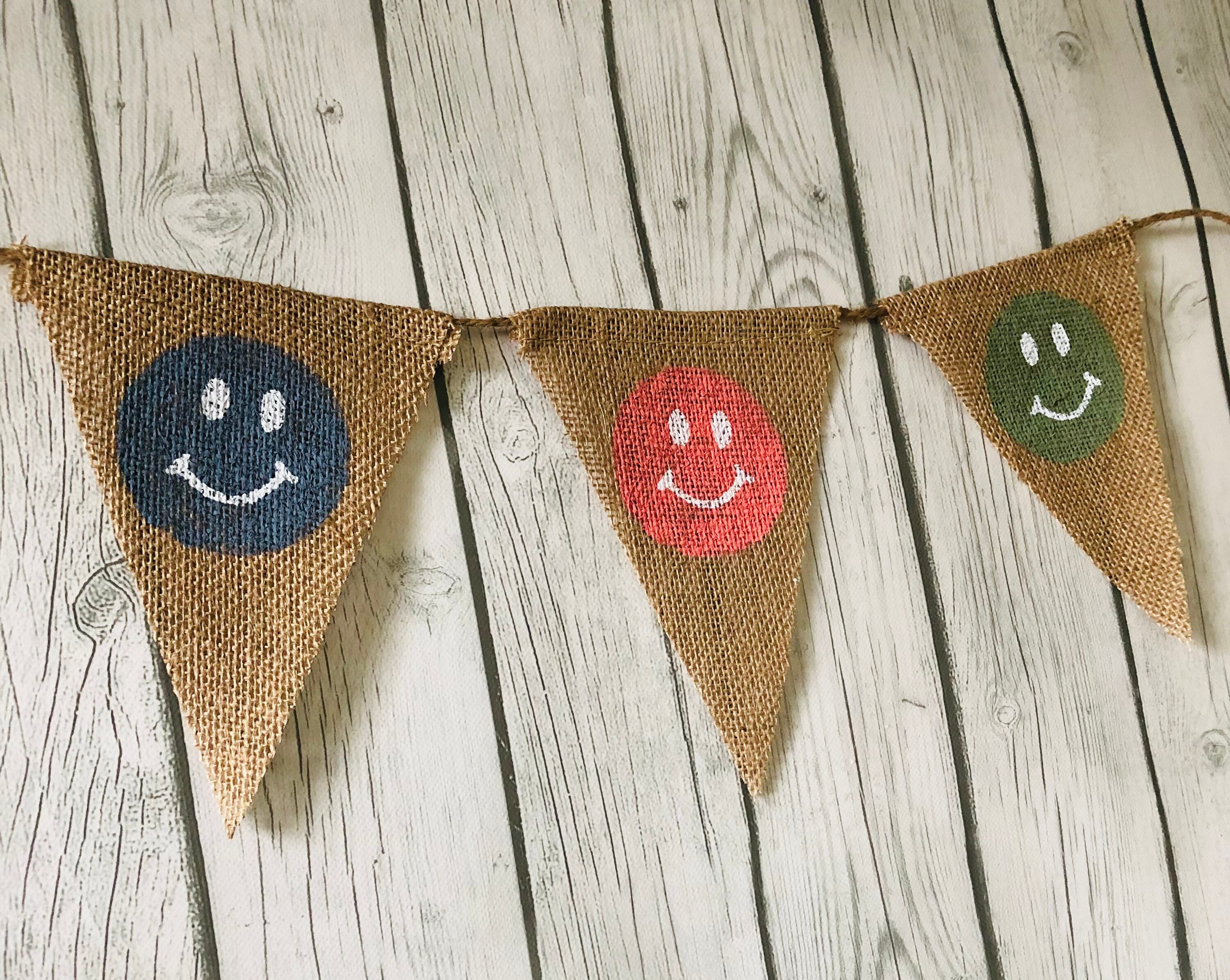 Smiley Face Burlap Banner Happy Face Banner Classroom Banner - Etsy