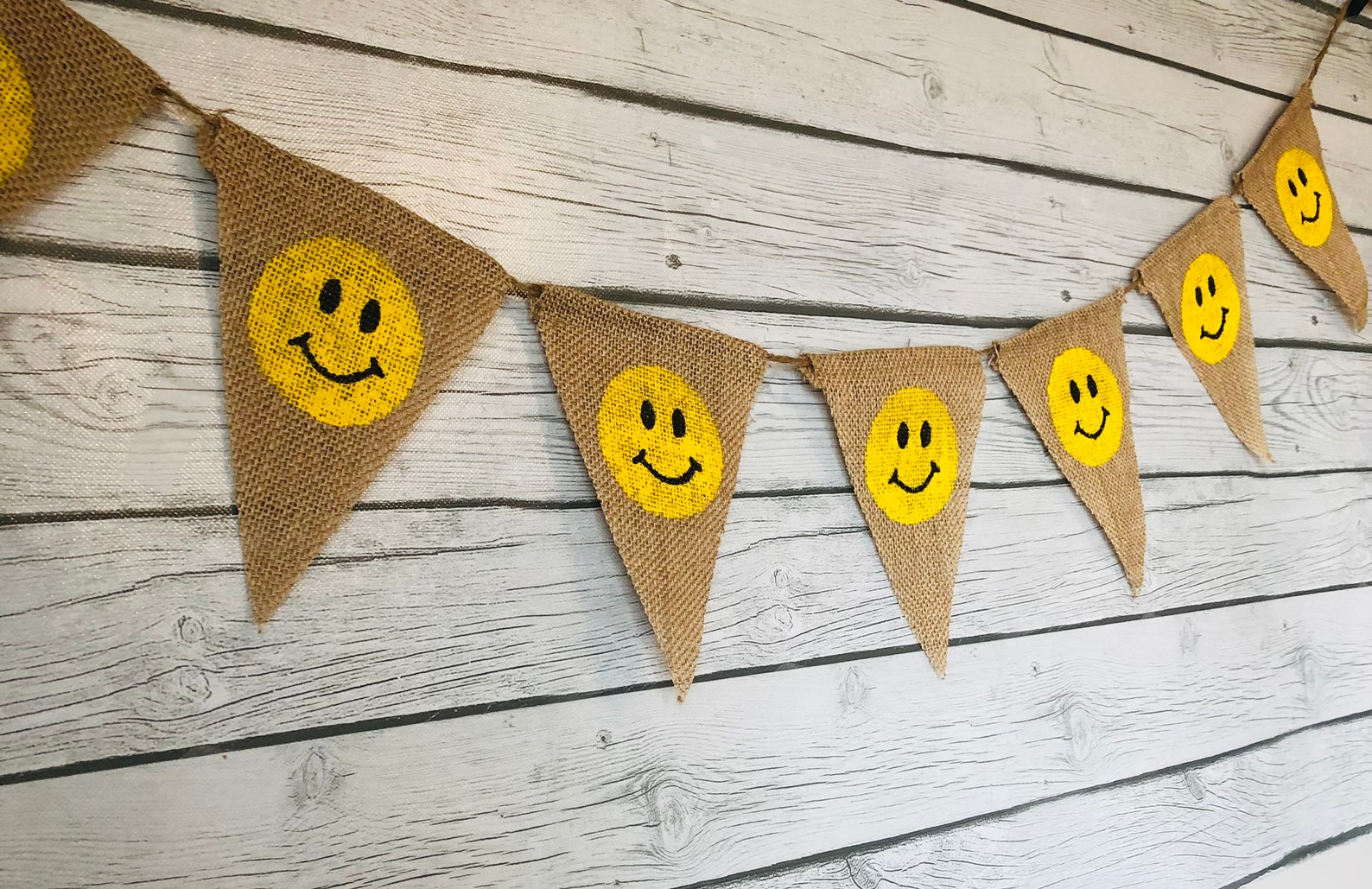 Smiley Face Burlap Banner Happy Face Banner Classroom Banner - Etsy