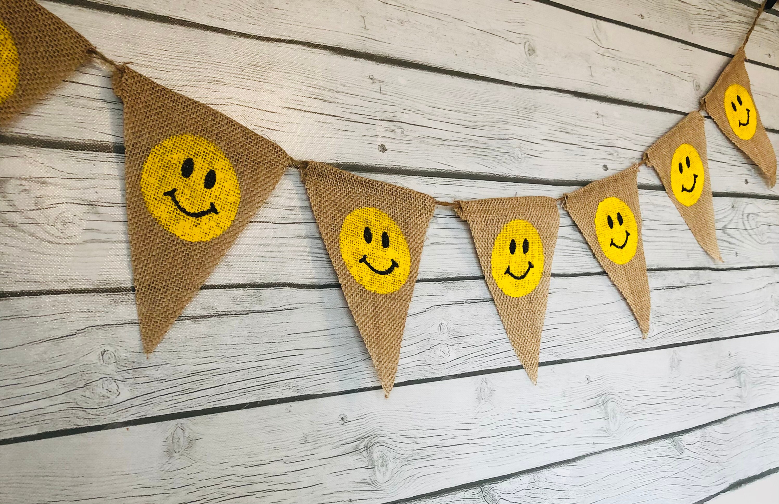 Smiley Face Burlap Banner Happy Face Banner Classroom Banner - Etsy