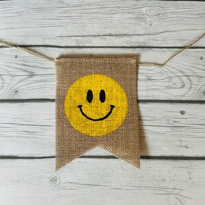 Smiley Face Burlap Banner, Happy Face Banner, Classroom Banner - Etsy