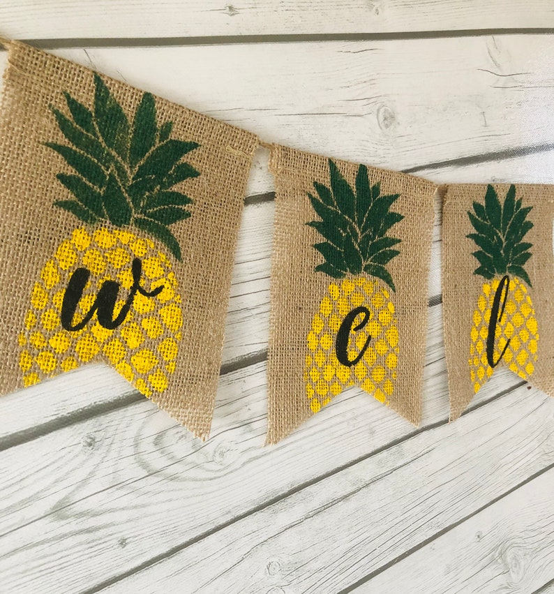 Pineapple Burlap Welcome Banner Pineapple Decor Tropical - Etsy