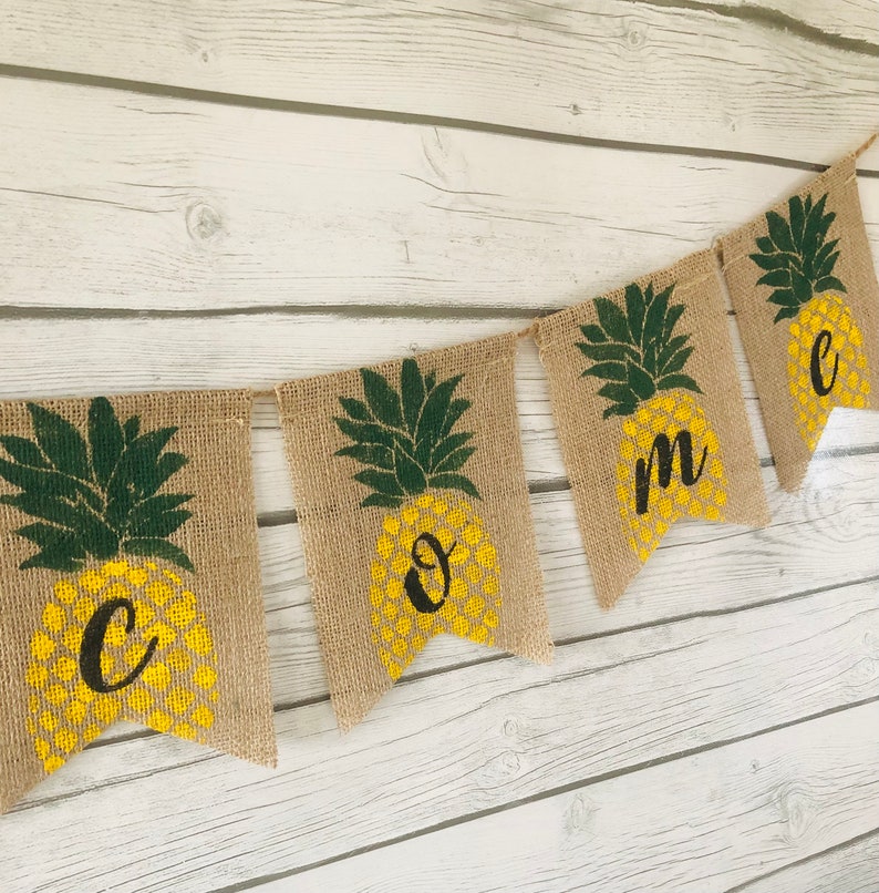 Pineapple Burlap Welcome Banner Pineapple Decor Tropical - Etsy