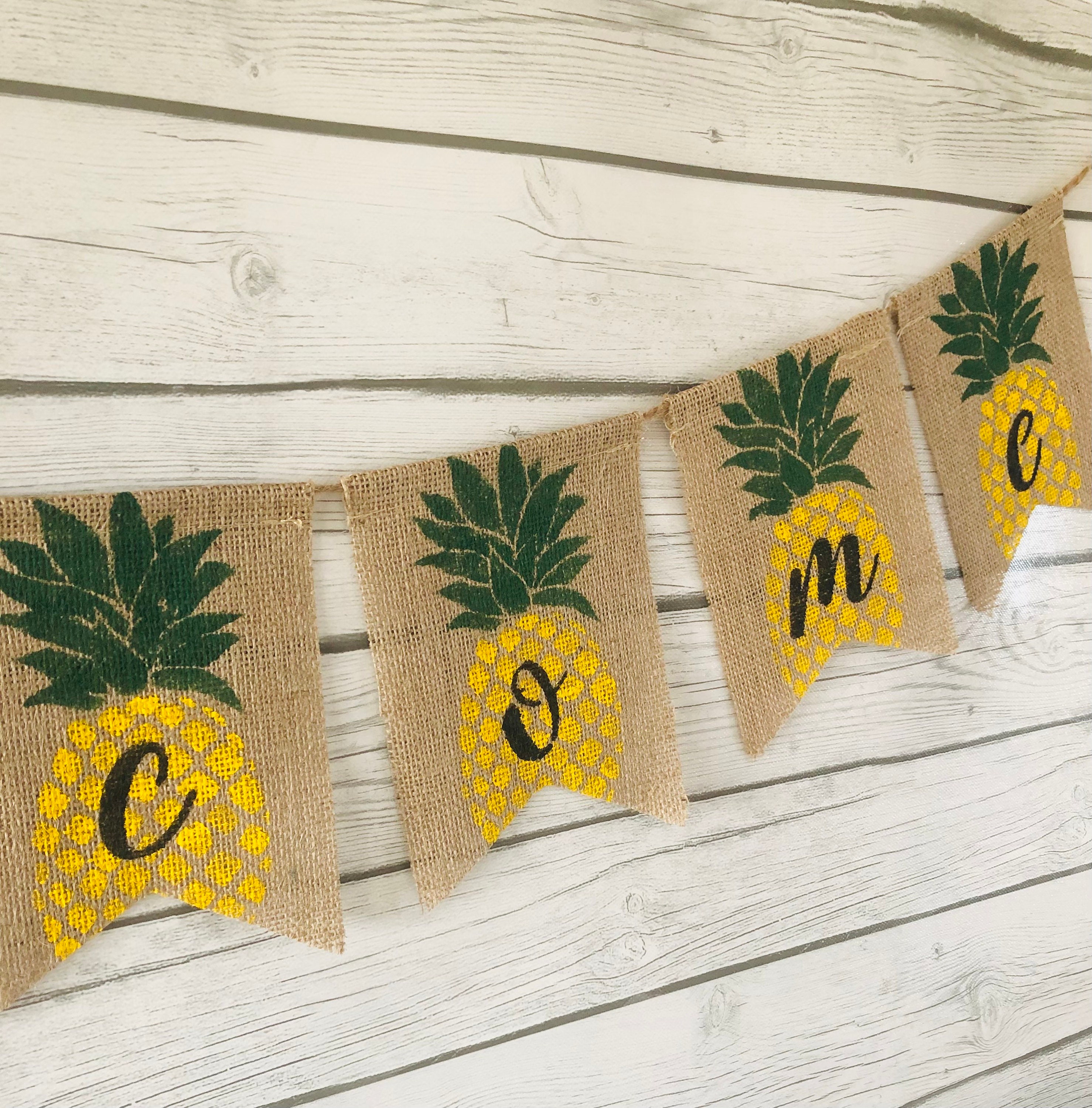 Pineapple Burlap Welcome Banner Pineapple Decor Tropical - Etsy