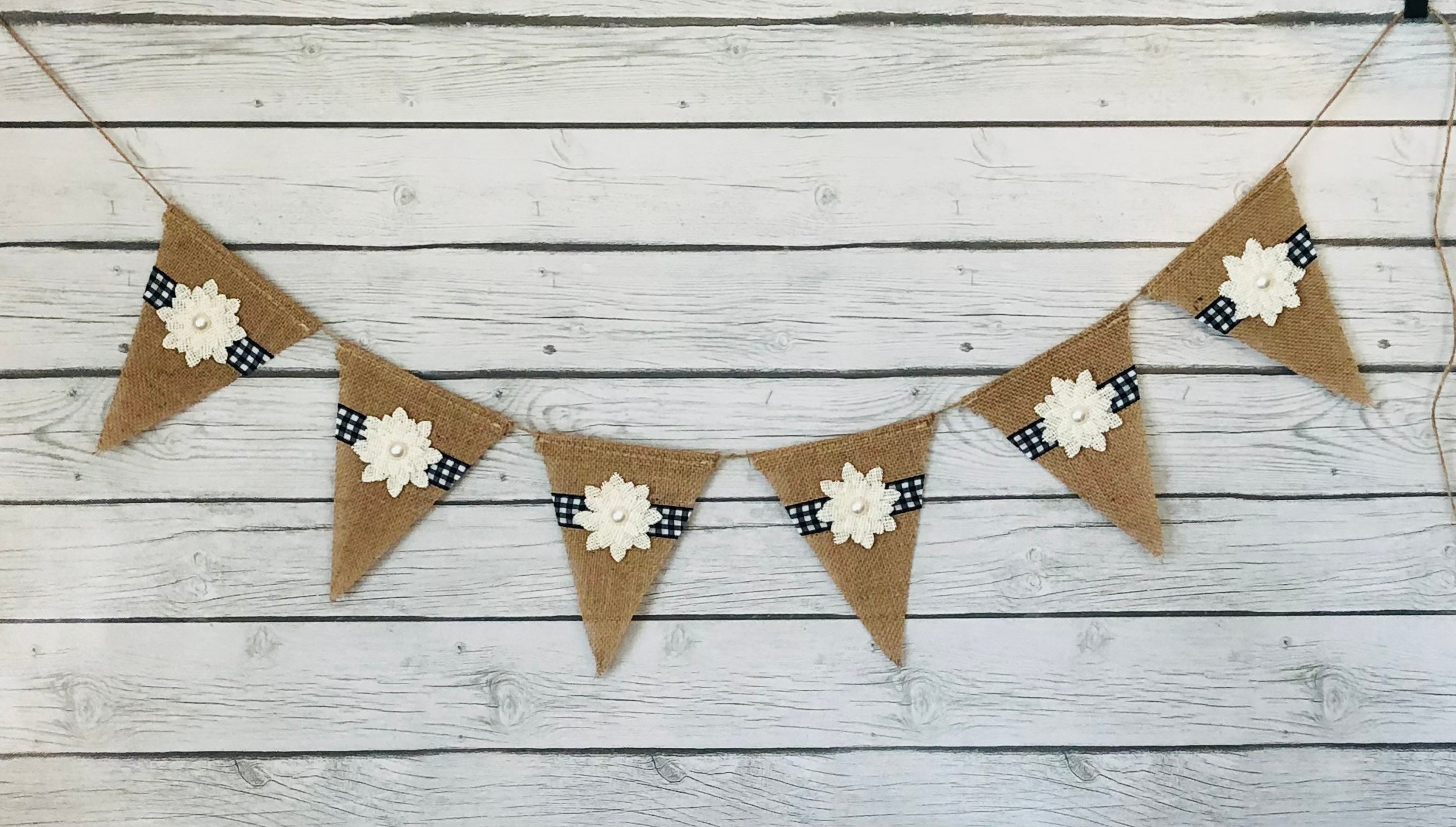 FARMHOUSE Burlap Banner Custom Black and White Buffalo Check - Etsy