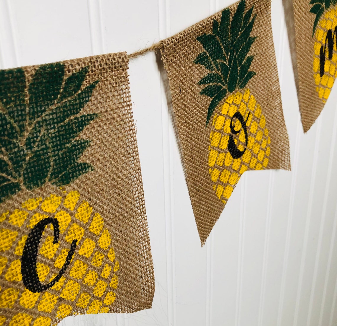 Pineapple Burlap Welcome Banner Pineapple Decor Tropical | Etsy