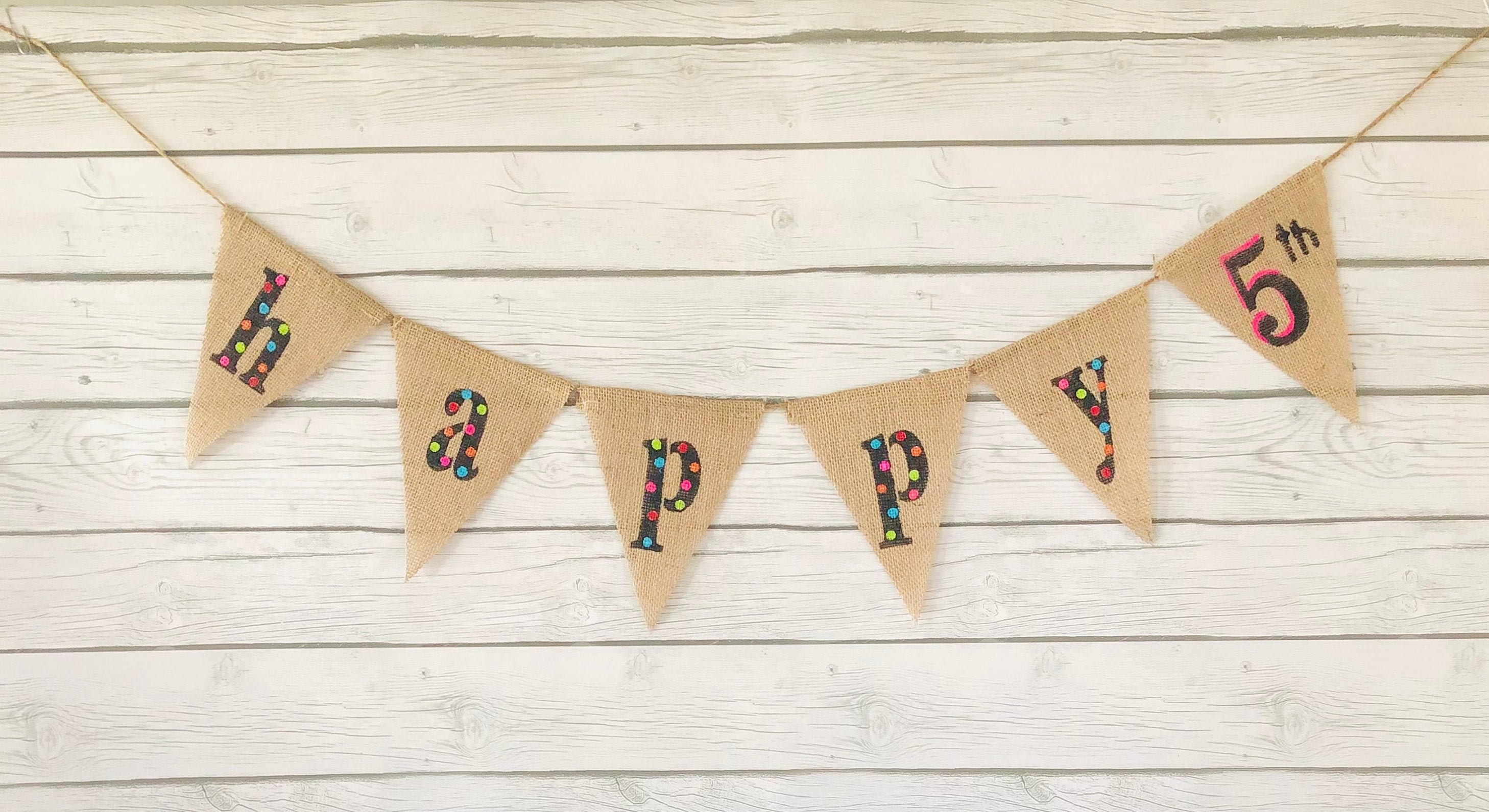 Happy Birthday Burlap Banner Birthday Bunting Polka Dot - Etsy