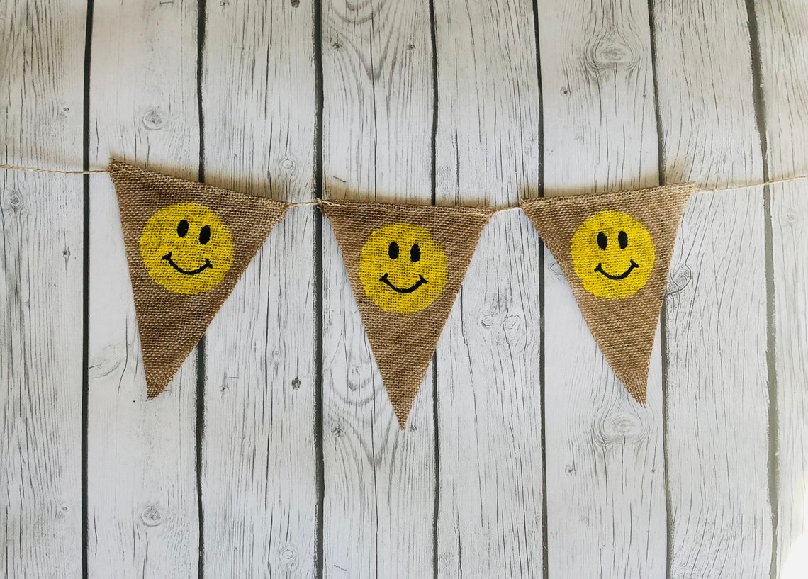 Smiley Face Burlap Banner Happy Face Banner Classroom Banner | Etsy
