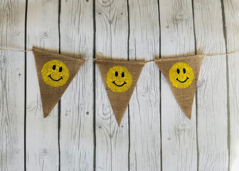 Smiley Face Burlap Banner Happy Face Banner Classroom Banner | Etsy