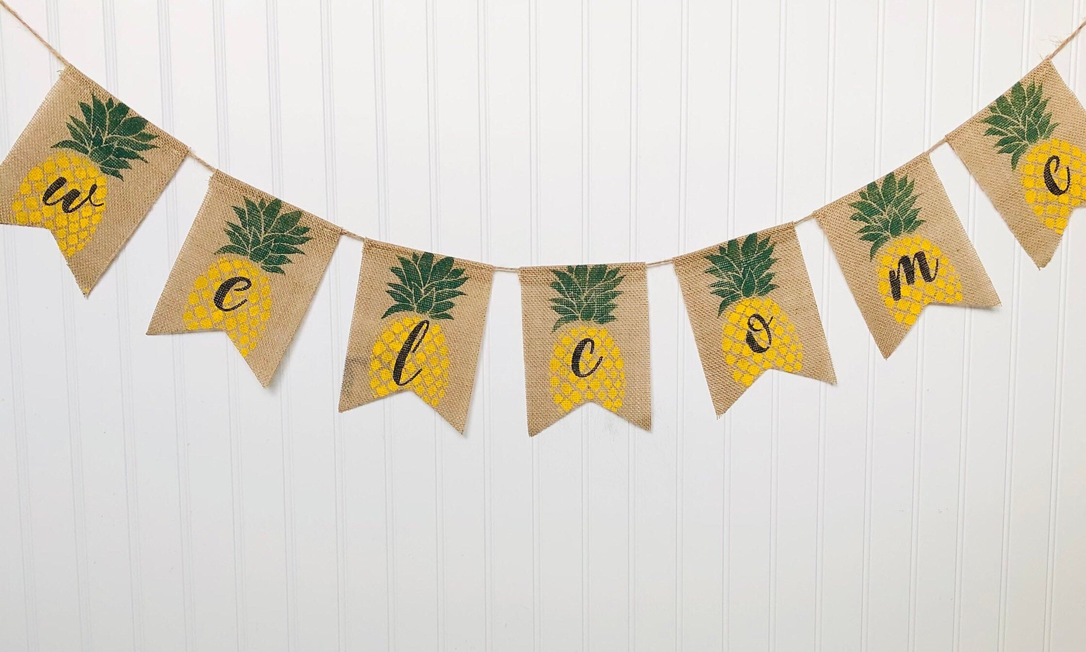 Pineapple Burlap Welcome Banner Pineapple Decor Tropical - Etsy