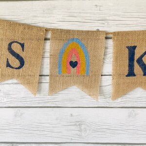 Custom Teacher Name Banner, Boho Rainbow Banner, Rustic Rainbow ...