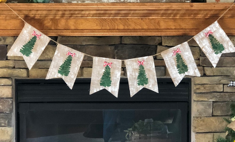 Rustic Tree Banner Burlap Tree Banner Christmas tree banner | Etsy