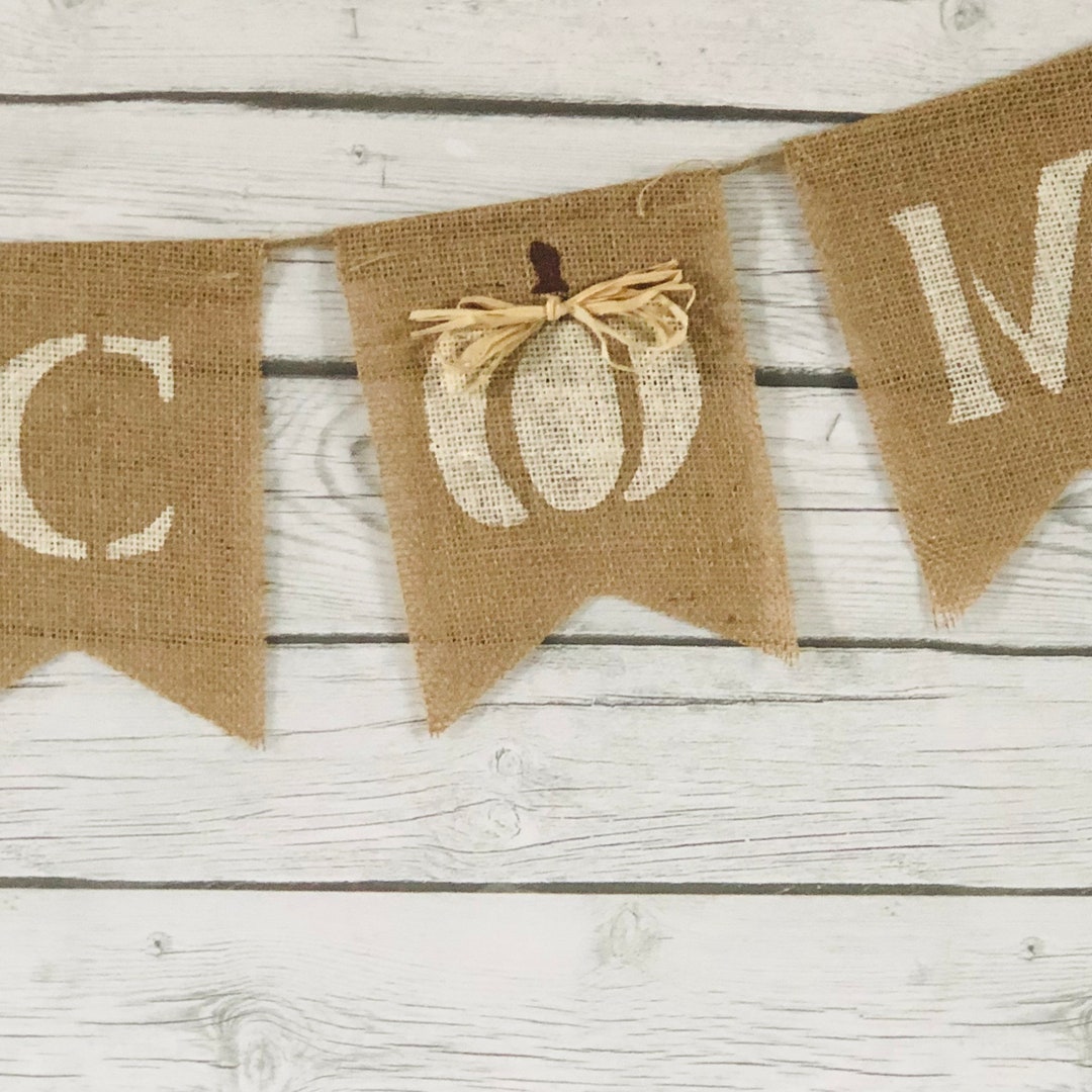 Rustic Pumpkin Welcome Banner, Welcome Burlap Banner, Fall Pumpkin ...