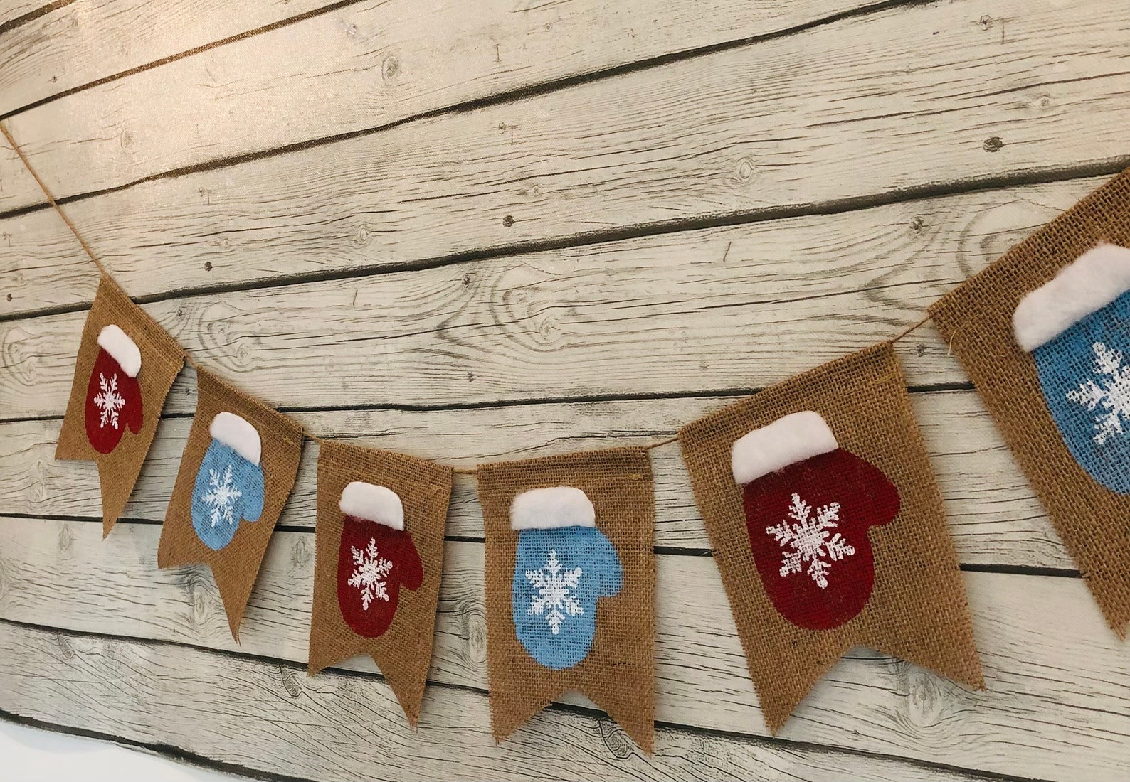 Mitten Burlap Banner, Winter Garland, Snowflake Mittens - Etsy