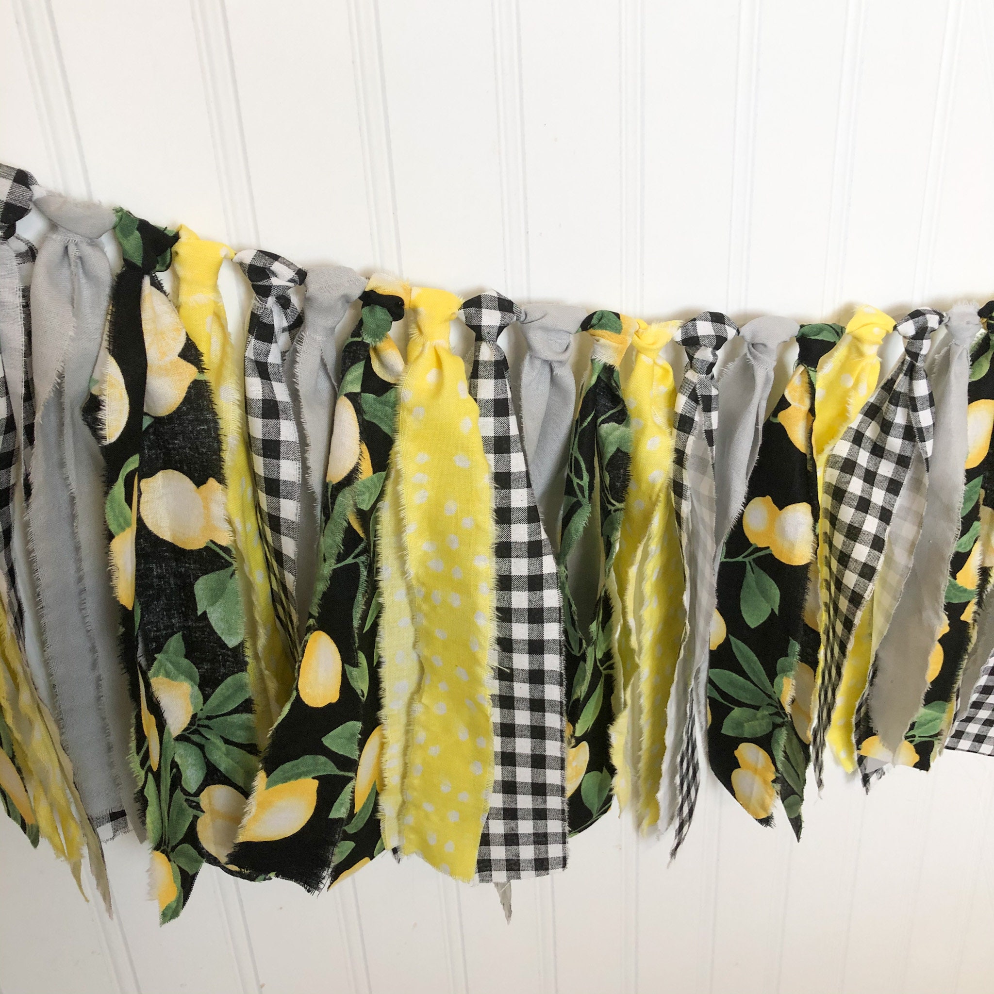 Lemon Rag Tie Garland, Lemon Banner - Etsy