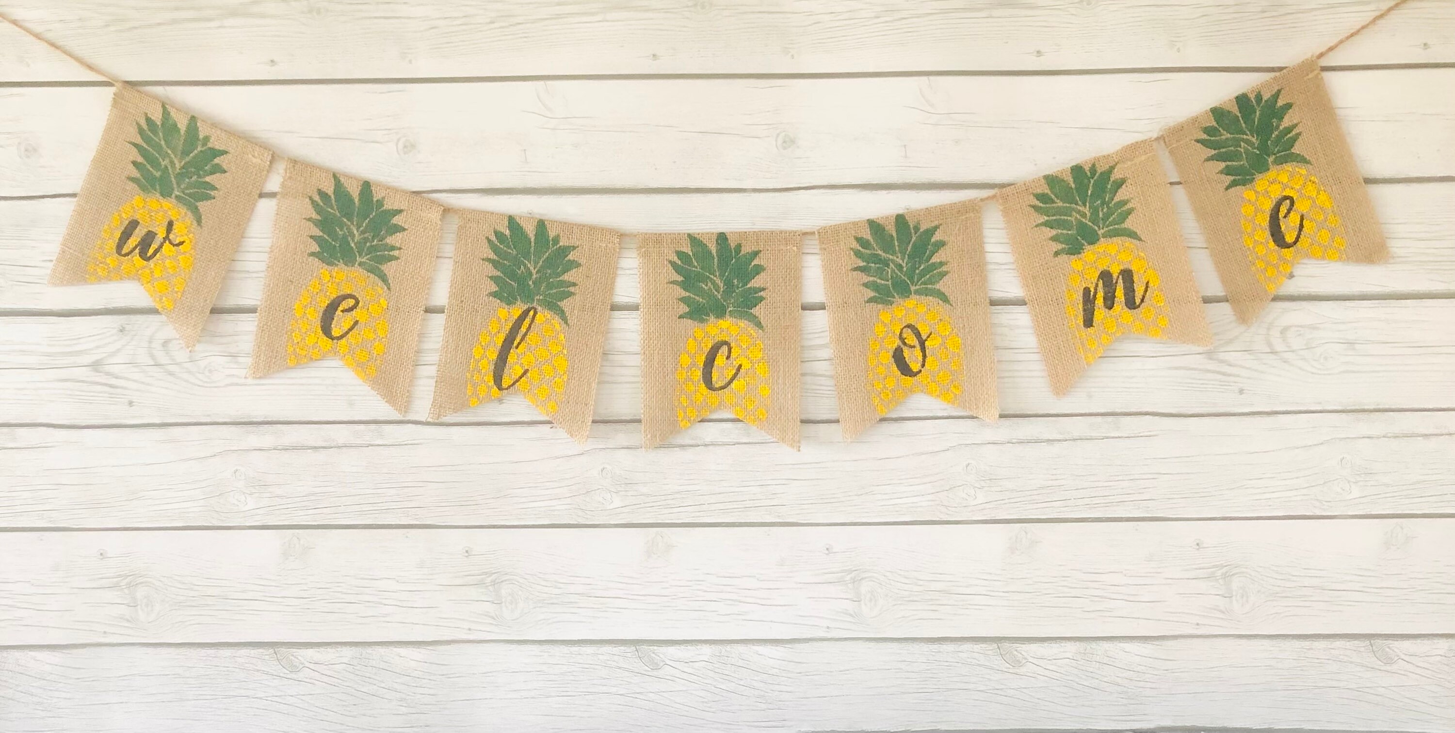 Pineapple Burlap Welcome Banner Pineapple Decor Tropical - Etsy