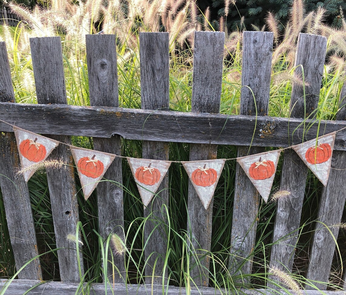 Rustic Pumpkin Banner Pumpkin Burlap Banner Fall Pumpkin | Etsy