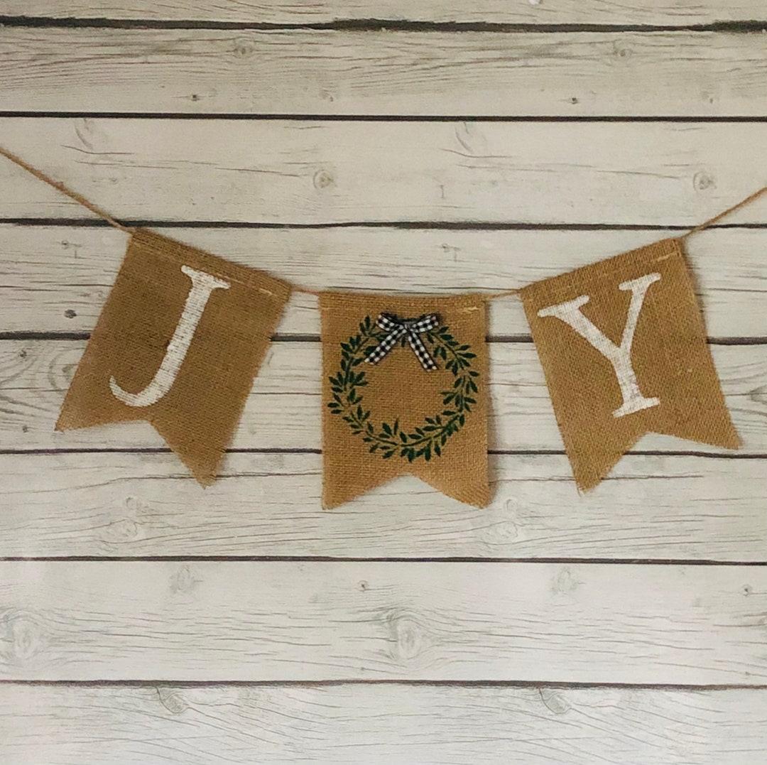 JOY Holiday Banner, Joy Burlap Banner, Christmas Bunting - Etsy
