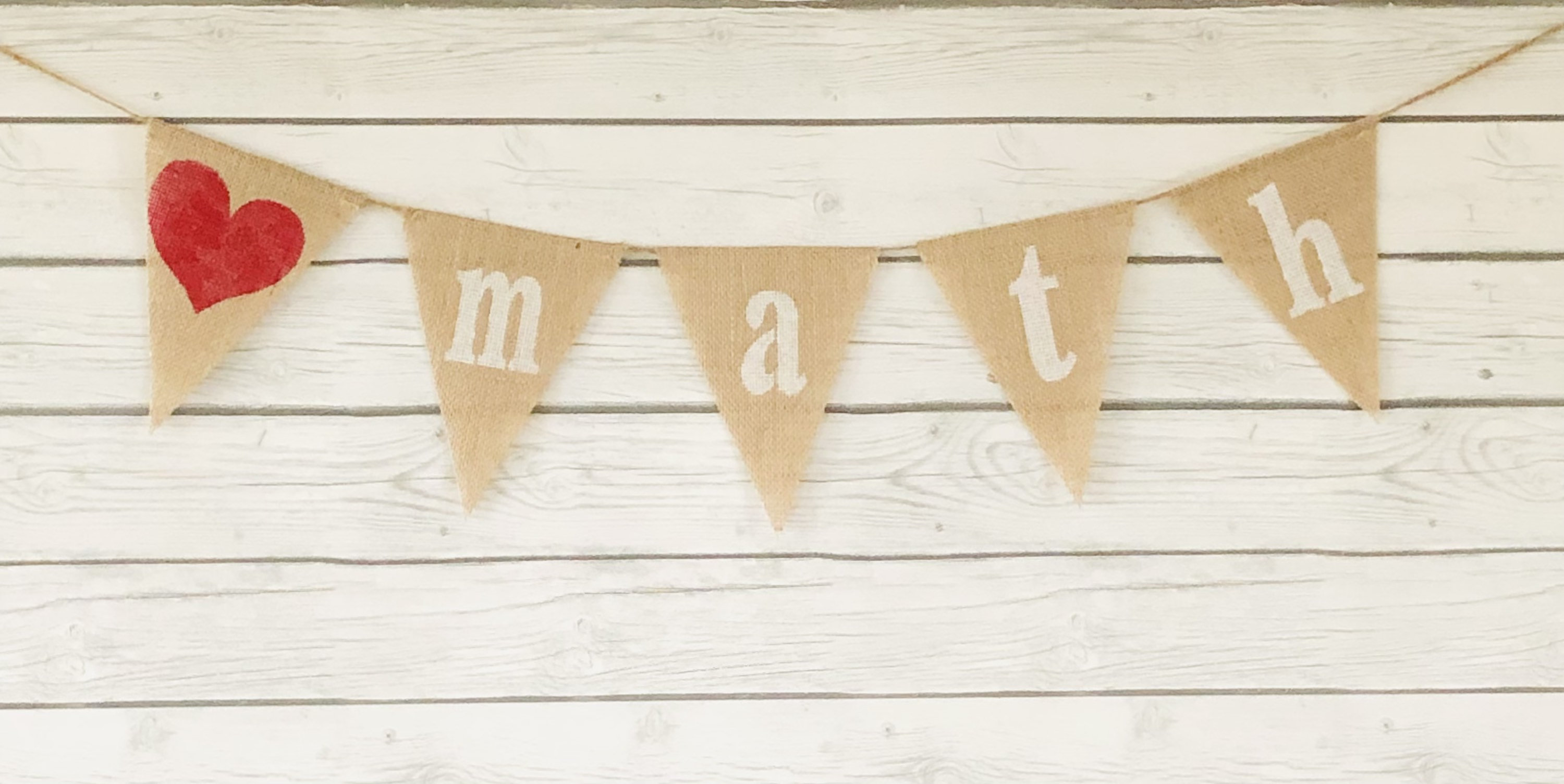 Heart Subject Banner School Flag Banner Classroom Burlap - Etsy