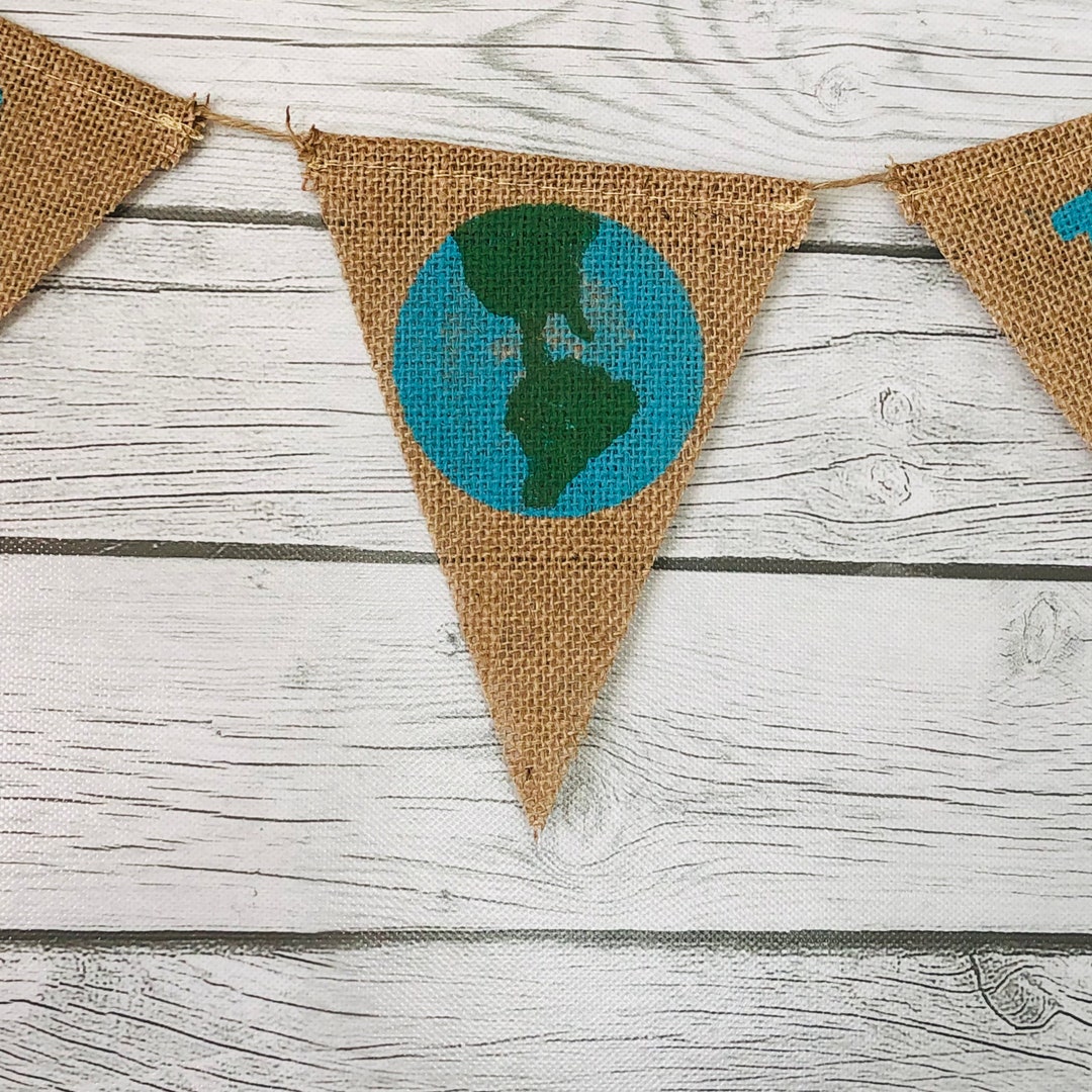 Earth Day Burlap Banner, Celebrate Earth April 22, Classroom Banner - Etsy