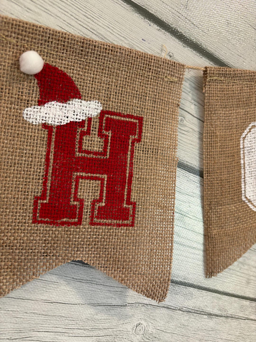 Rustic Santa Ho Ho Ho Banner, Santa Garland, Christmas Banner, Holiday ...