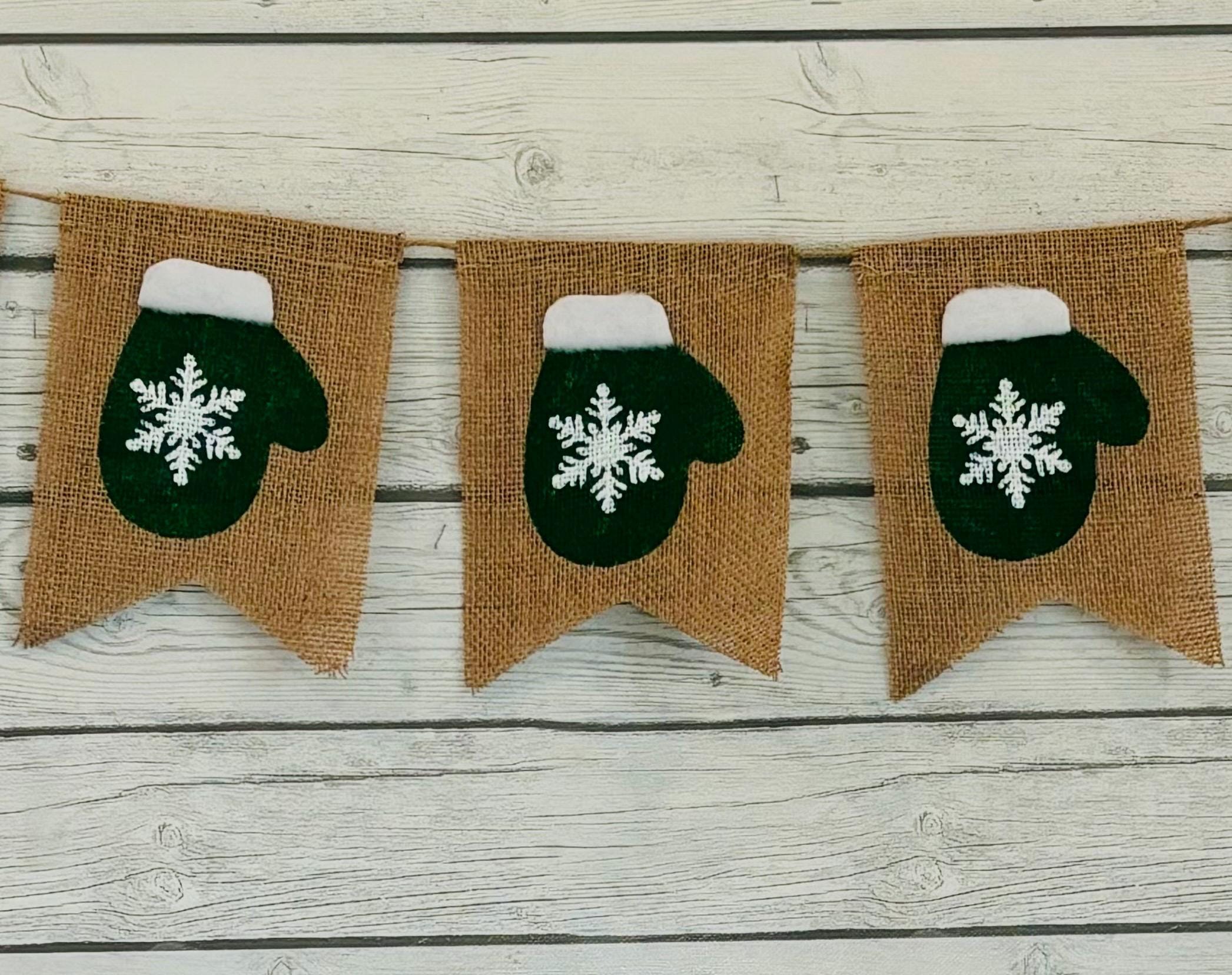 Mitten Burlap Banner, Winter Garland, Snowflake Mittens - Etsy