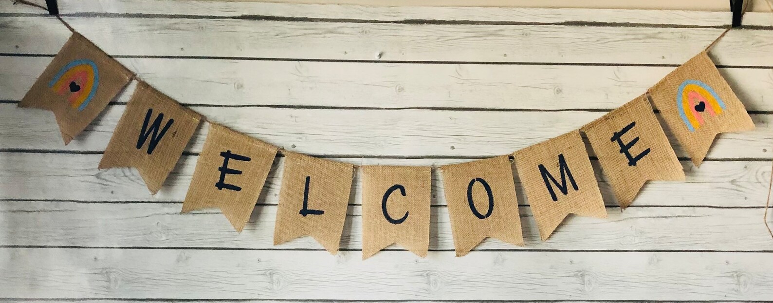Custom Teacher Name Banner, Boho Rainbow Banner, Rustic Rainbow ...