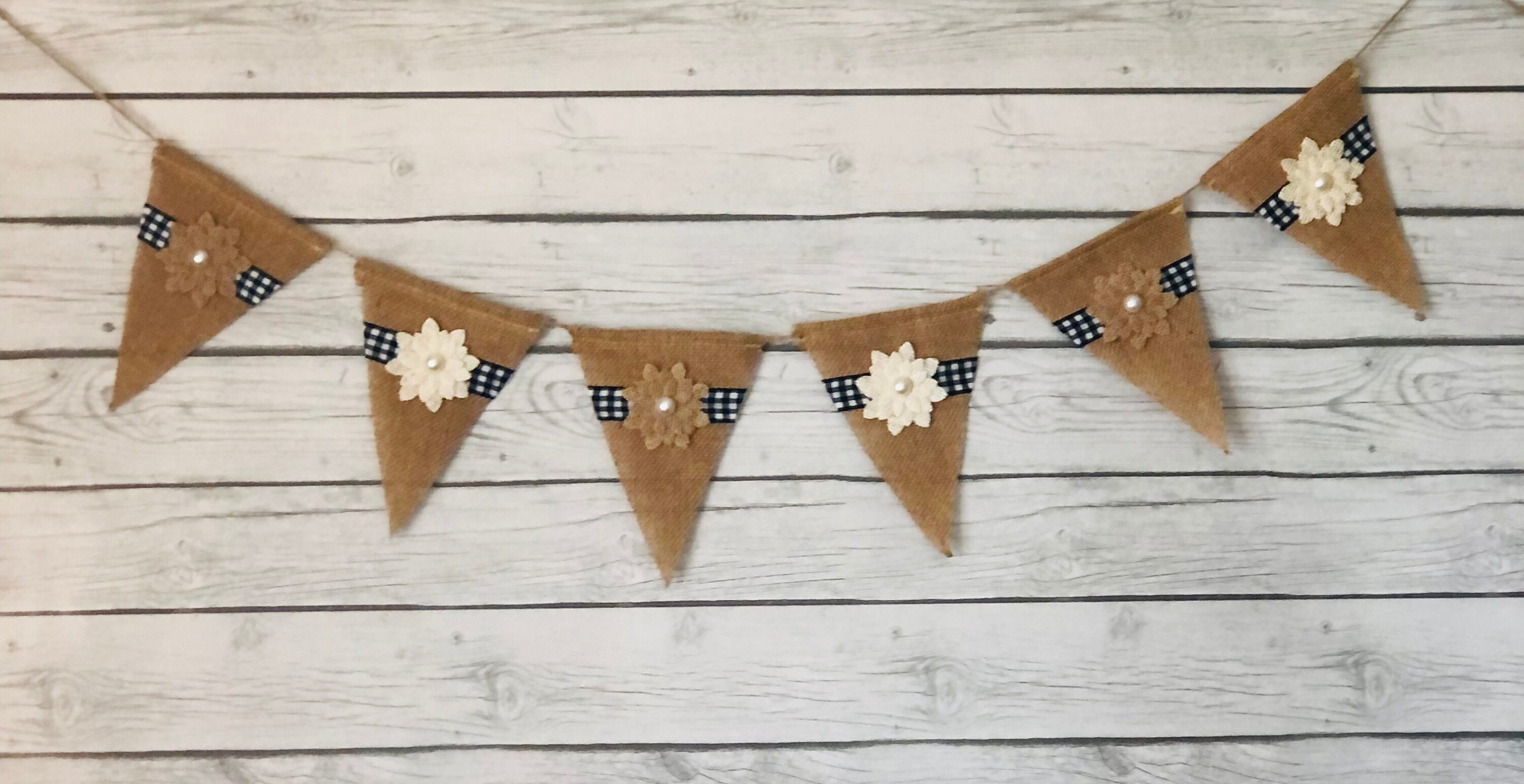FARMHOUSE Burlap Banner Custom Black and White Buffalo Check - Etsy