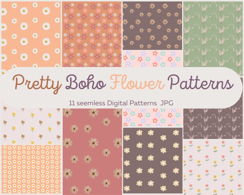 Pretty Boho Flower Patterns - Etsy
