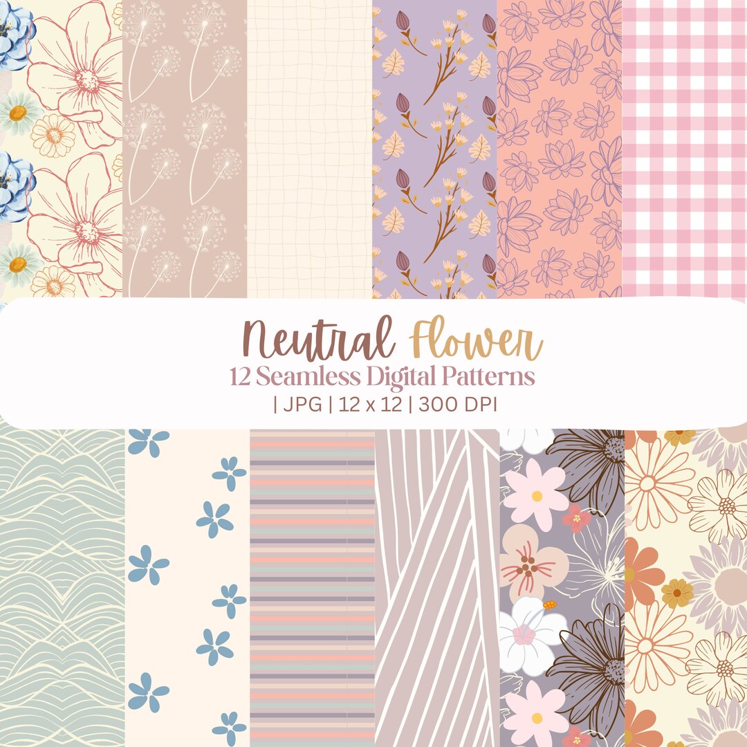 Neutral Flower Patterns - Etsy