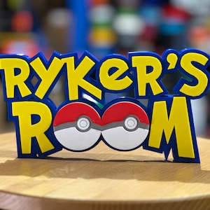 Custom Pokemon Style Name Plate, Personalised Desk Sign, Boy Gift, Gift ...