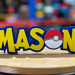 Custom Pokemon Style Name Plate, Personalised Desk Sign, Boy Gift, Gift ...