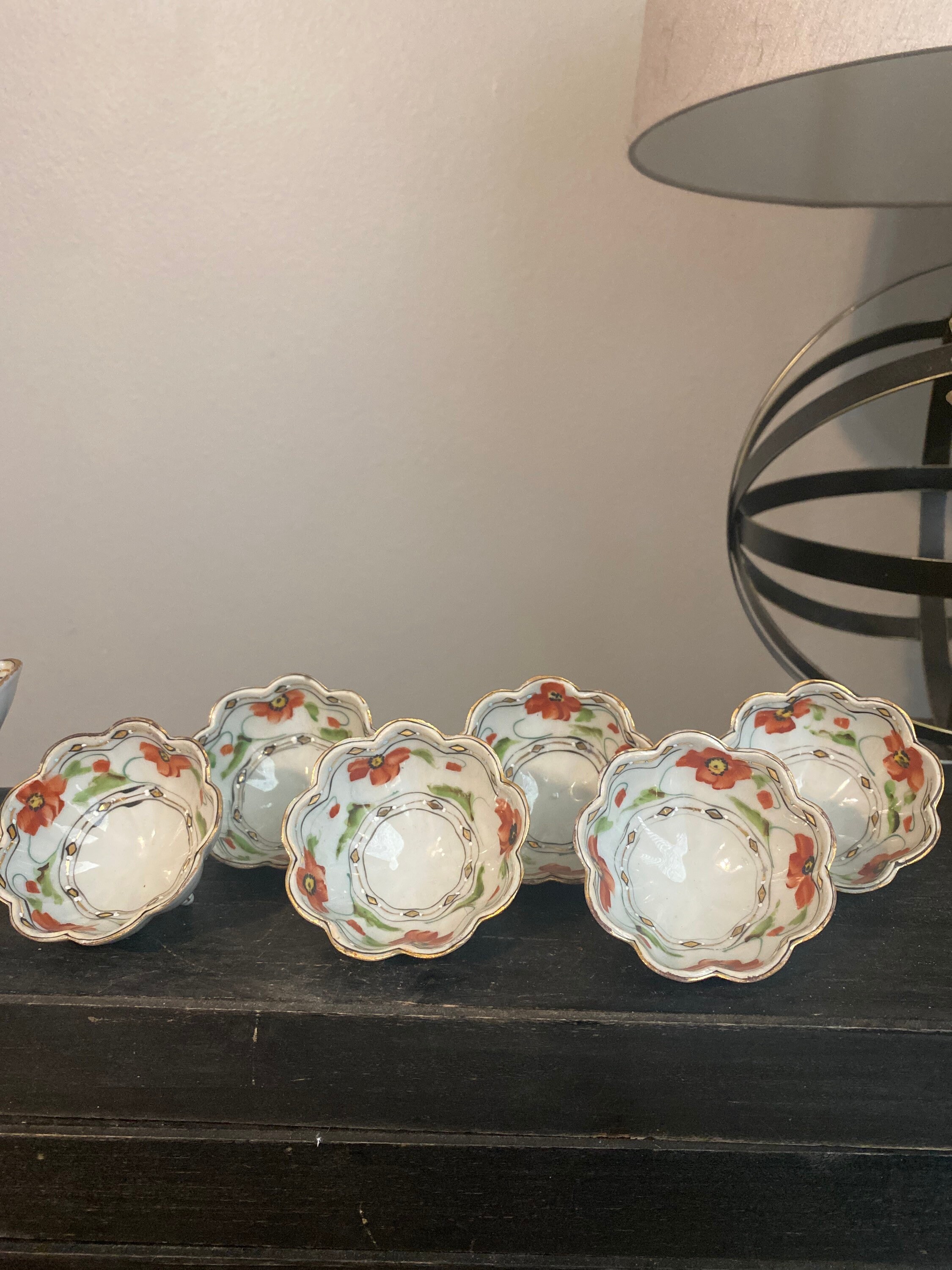 Vintage Nut Bowl Set Hand Painted 7 Piece Set Made in - Etsy