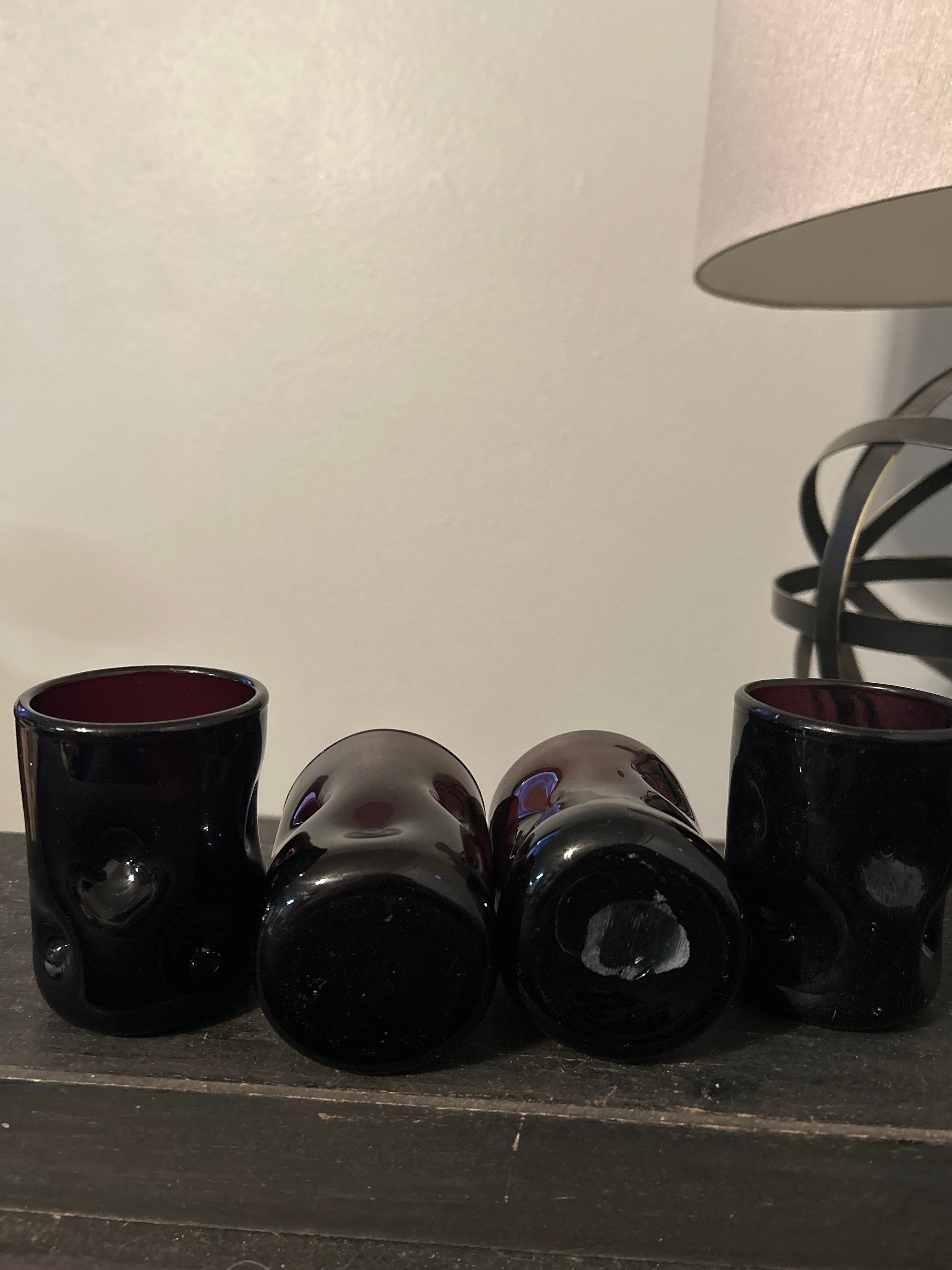 Vintage Blenko Dimpled Hand Blown Deep Reddish Purple Juice Glasses Set ...