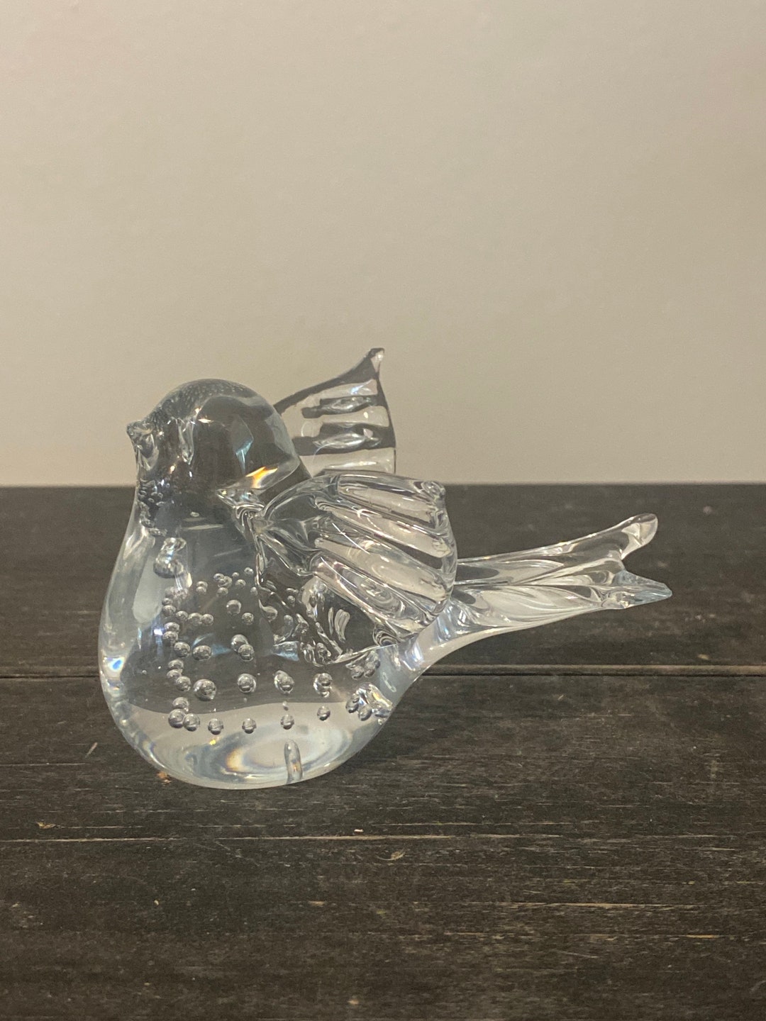 Vintage Clear Art Glass Bird With Controlled Bubbles - Etsy