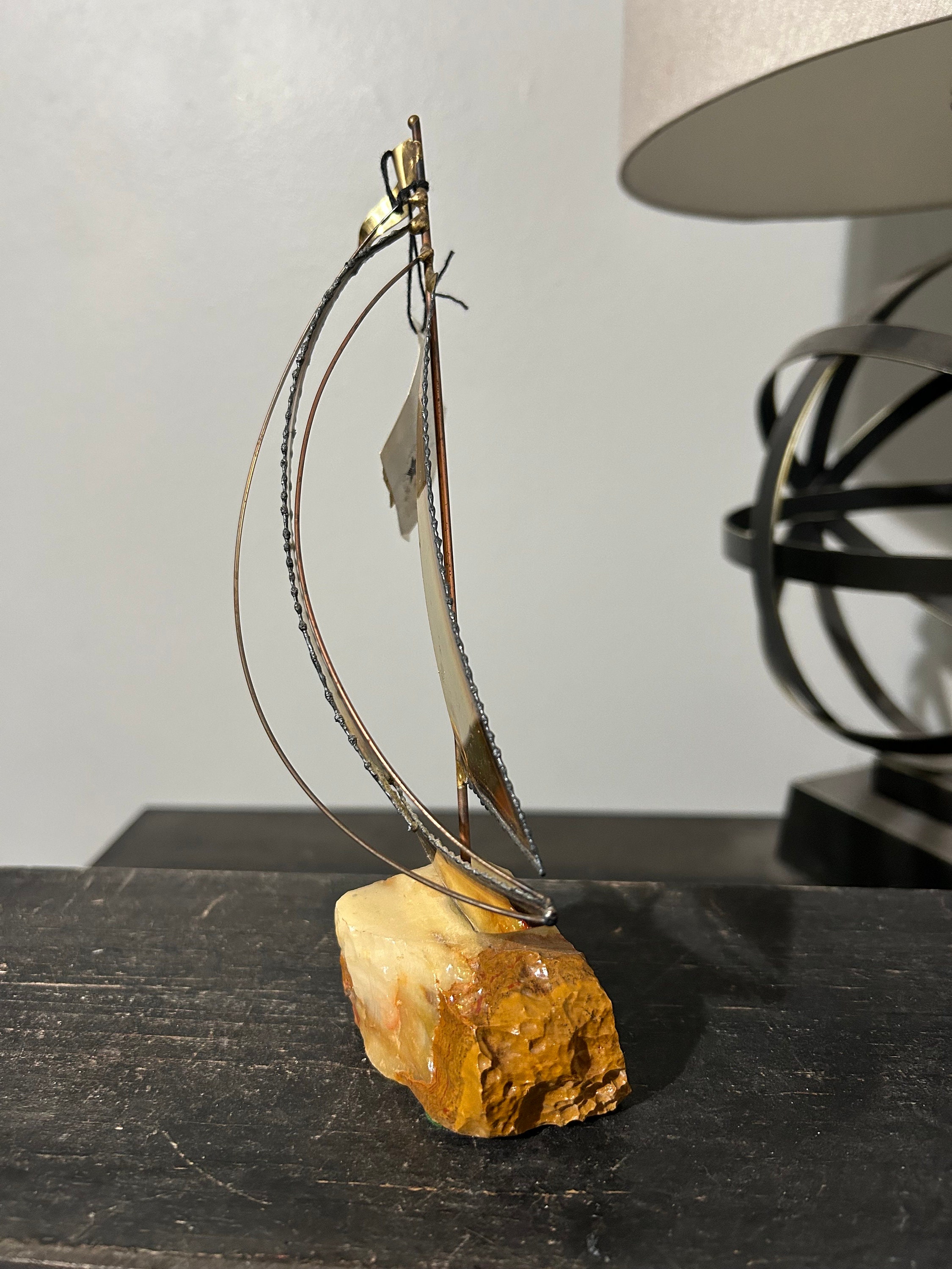 Vintage Mario Jason Original Brass and Onyx Sailboat Sculpture - Etsy