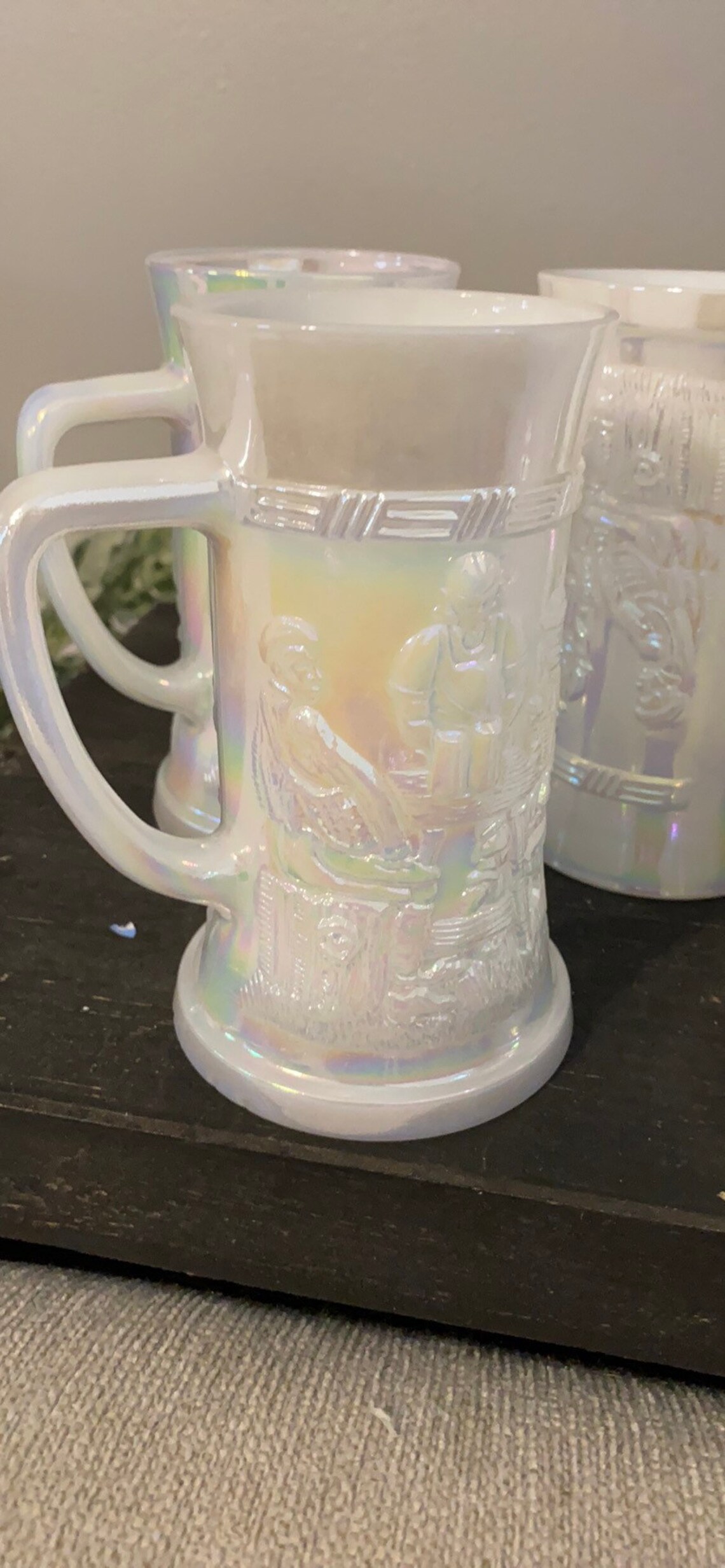 Vintage Federal Glass Milk Glass Iridescent Beer Steins/mugs - Etsy Vintage Federal Glass Milk Glass Iridescent Beer Steins/mugs - Etsy