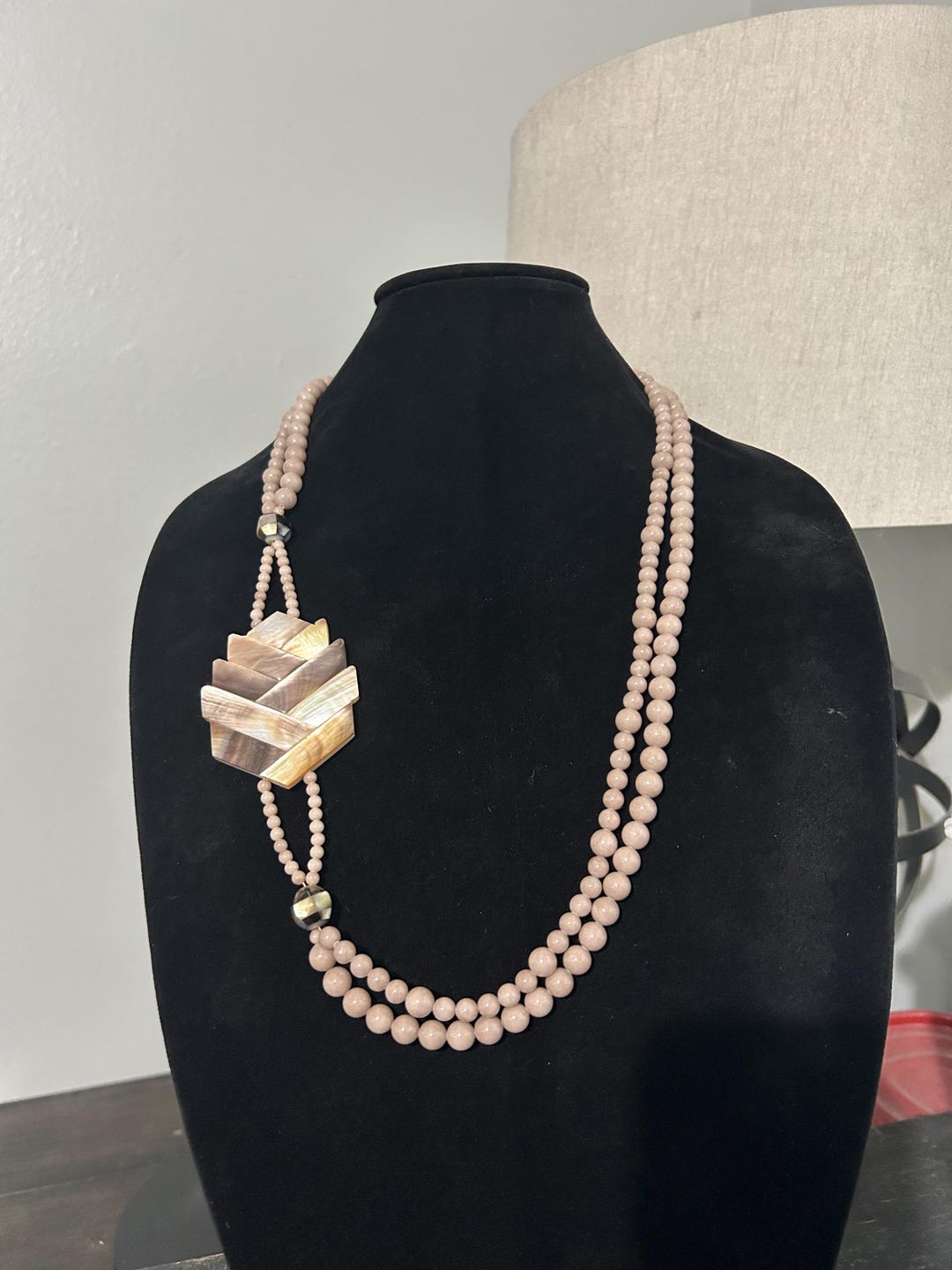 Vintage Karla Jordan Mother of Pearl and Stone Multistrand Necklace - Etsy
