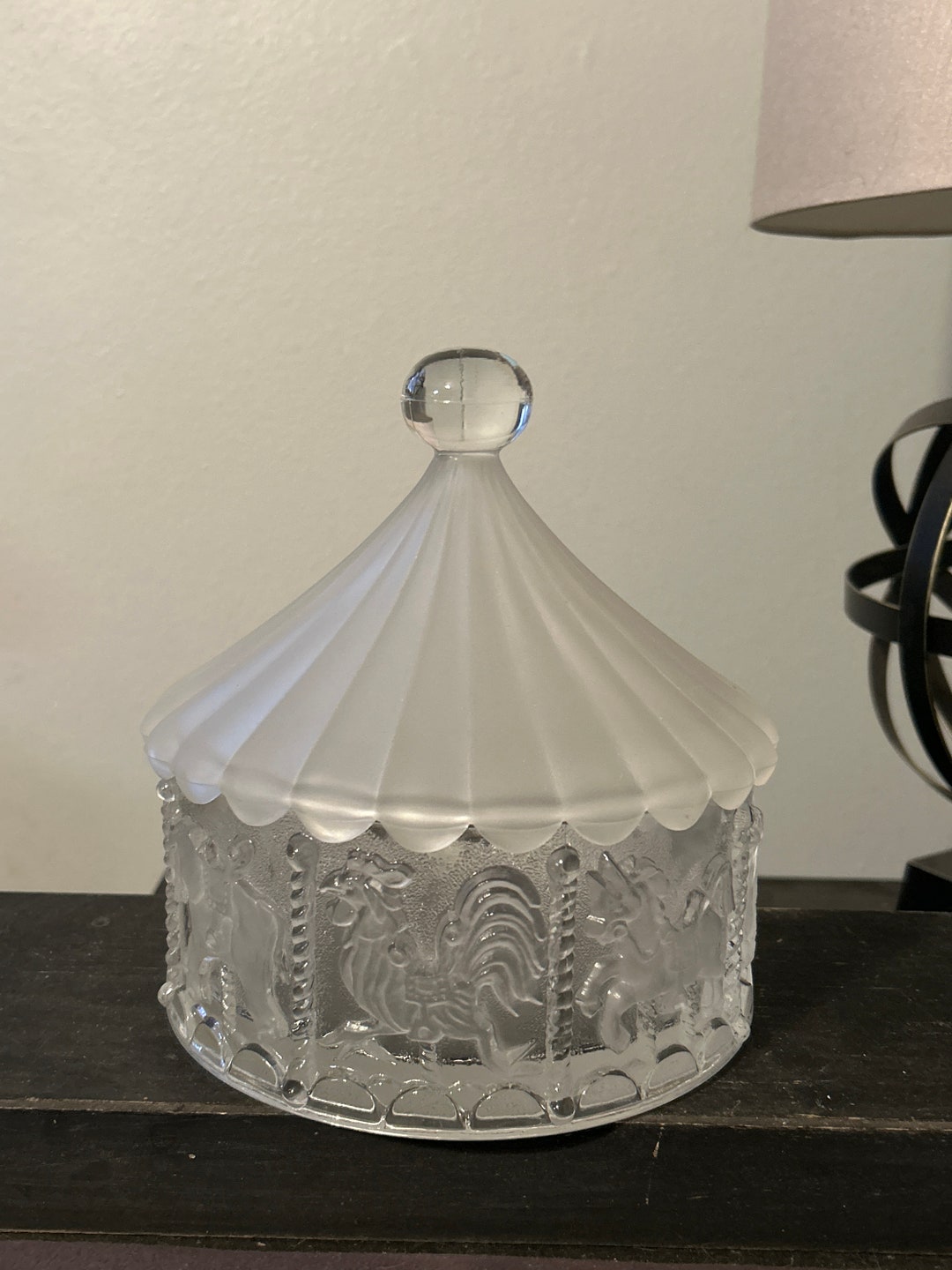 Vintage Large Goebel Crystal Carousel Lidded Dish - Etsy