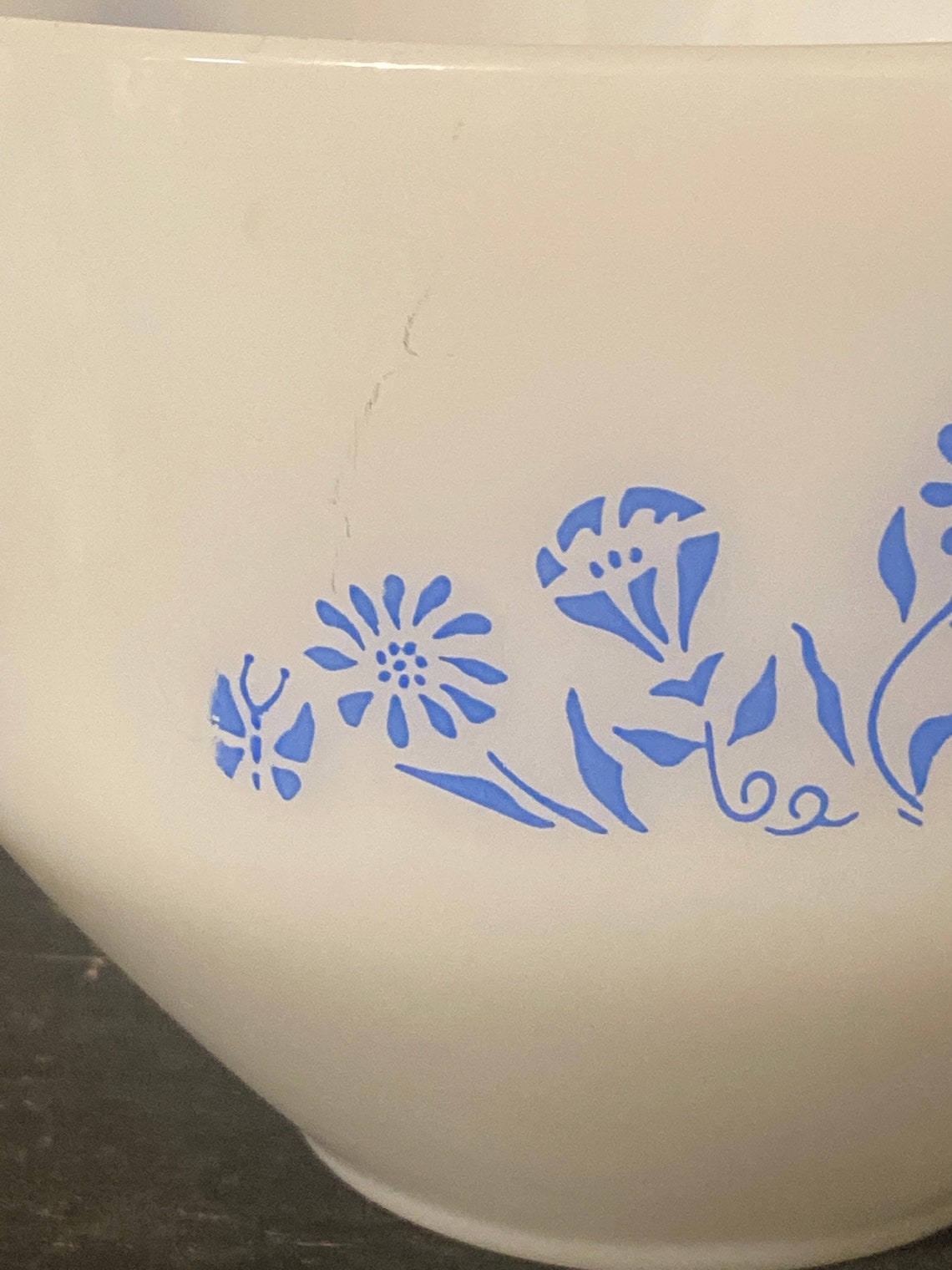 Vintage Federal Glass Milk Glass Bowls With Blue Cornflower Pattern - Etsy