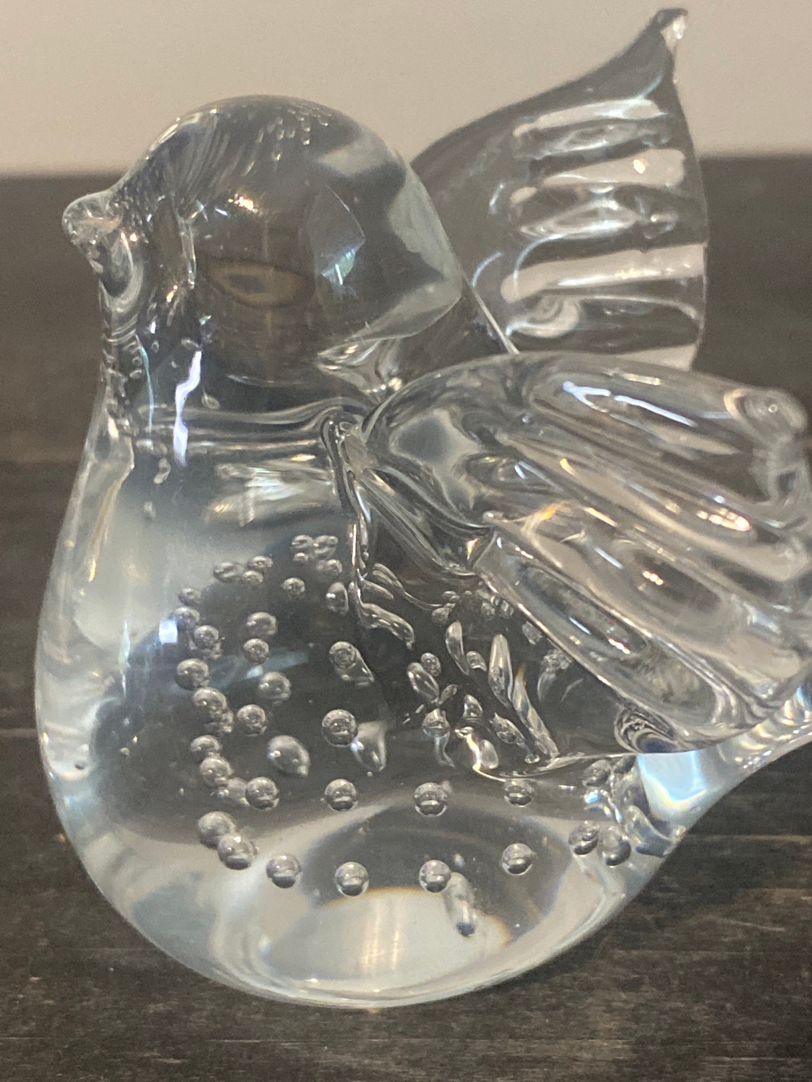 Vintage Clear Art Glass Bird With Controlled Bubbles - Etsy
