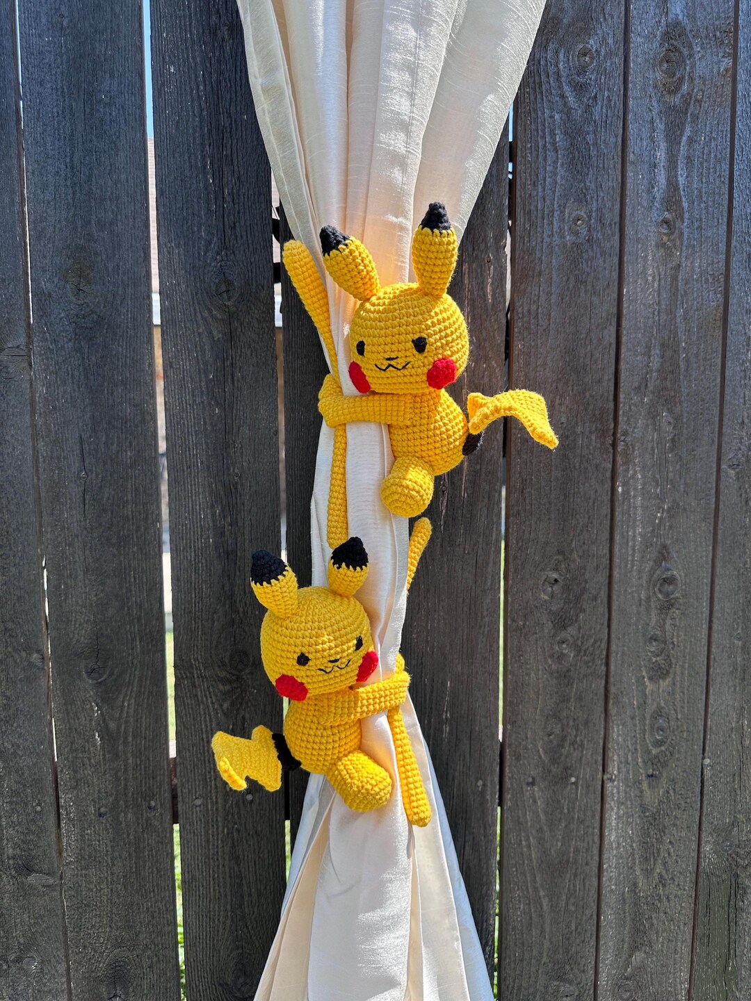Handmade Crochet Pikachu Curtain Tiebacks - Amigurumi Pokémon Decor - Etsy