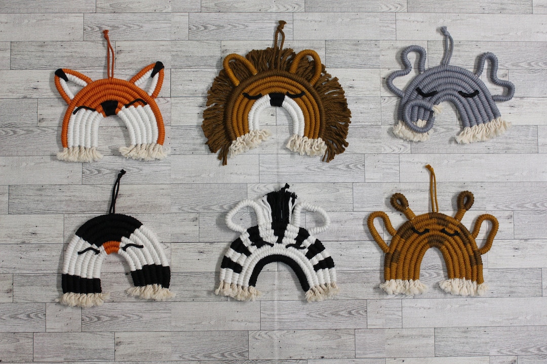 Animal Macrame Rainbow: Nursery Decor, Lion, Zebra, Elephant - Etsy