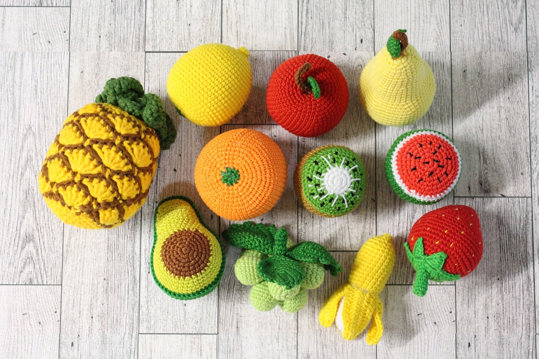 Set of 11 Crochet Fruit, Fruit Toy, Fruit Set Toy, Pretend Food, Food ...