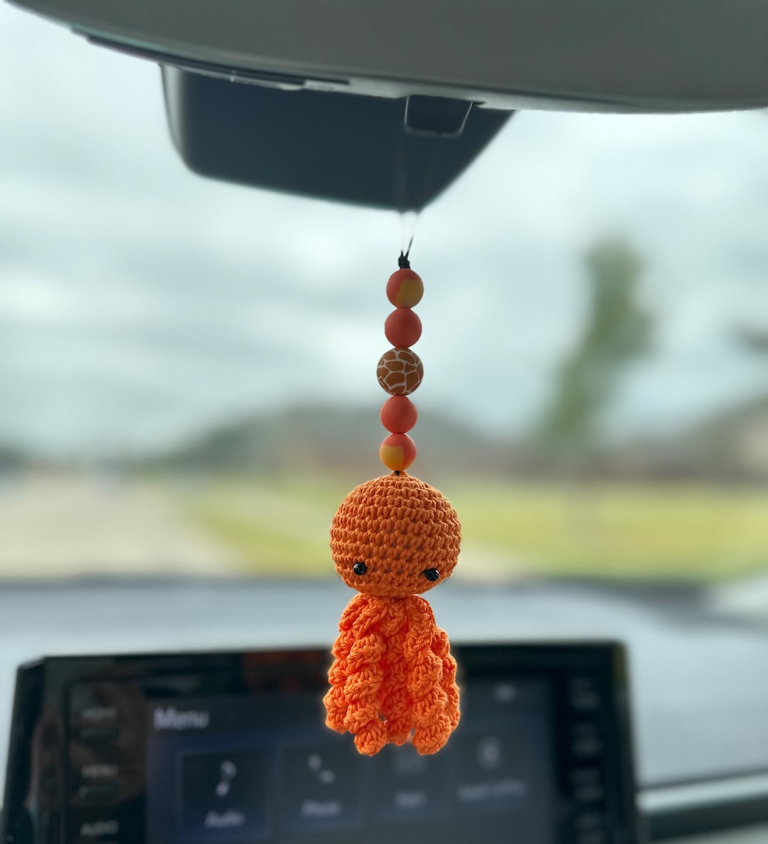Handmade Crochet Octopus Car Charm, Stuffed Octopus and Silicone Beads ...