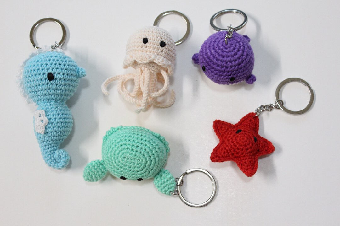 Handmade Crochet Sea Creatures Keychains, Amigurumi Ocean Animal Bag ...