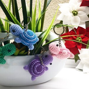 Set of 4 Handmade Crochet Turtle Keychain, Amigurumi Turtle Bag Charm ...