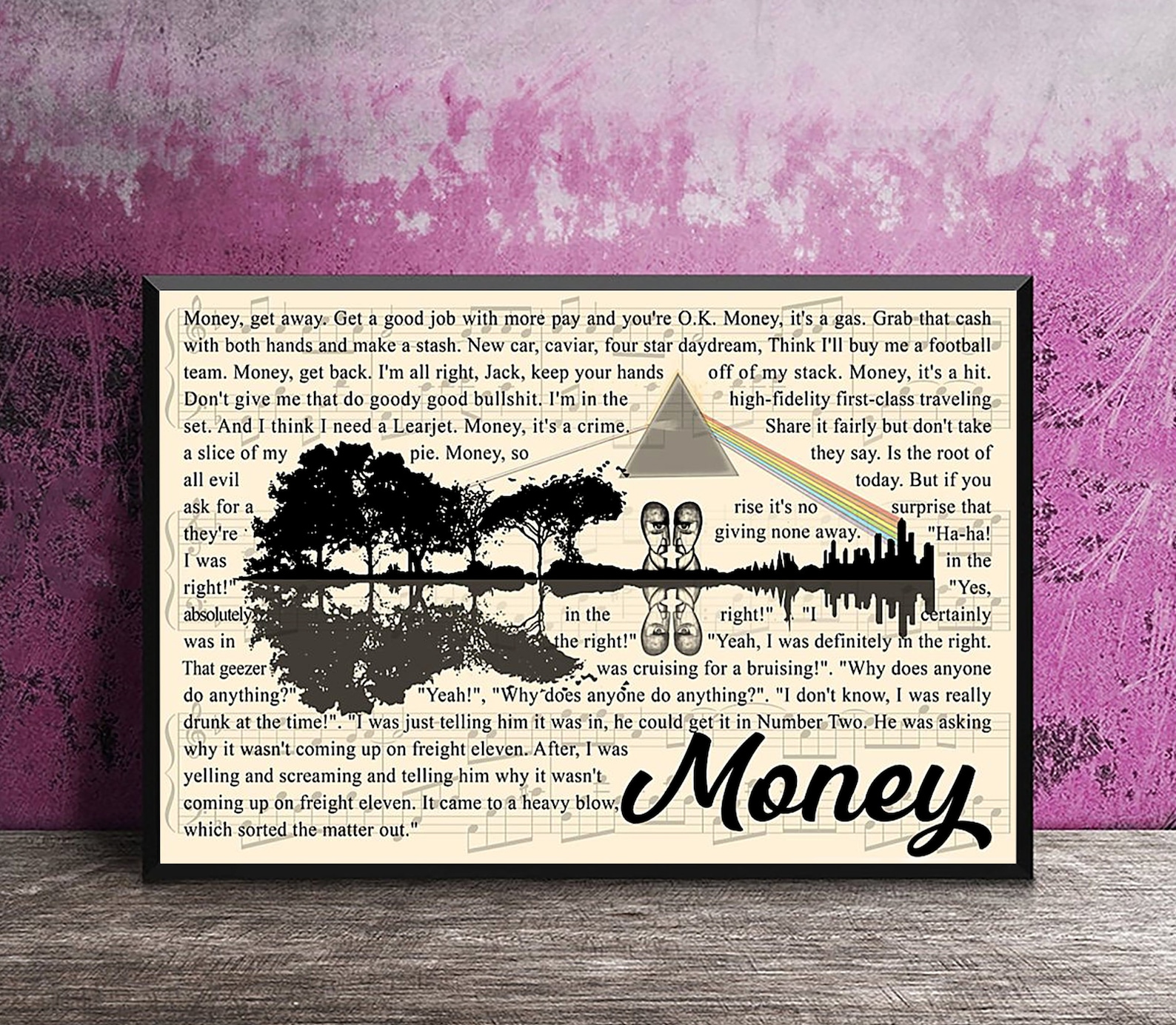 Pink Floyd Money Lyrics Poster Best Gift Ever Song Lyrics | Etsy