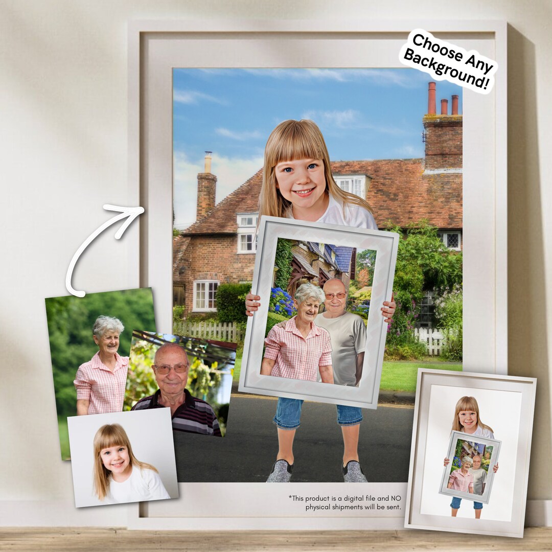 Family Memorial Portrait | Generational Image | Holding Frame | Combine ...