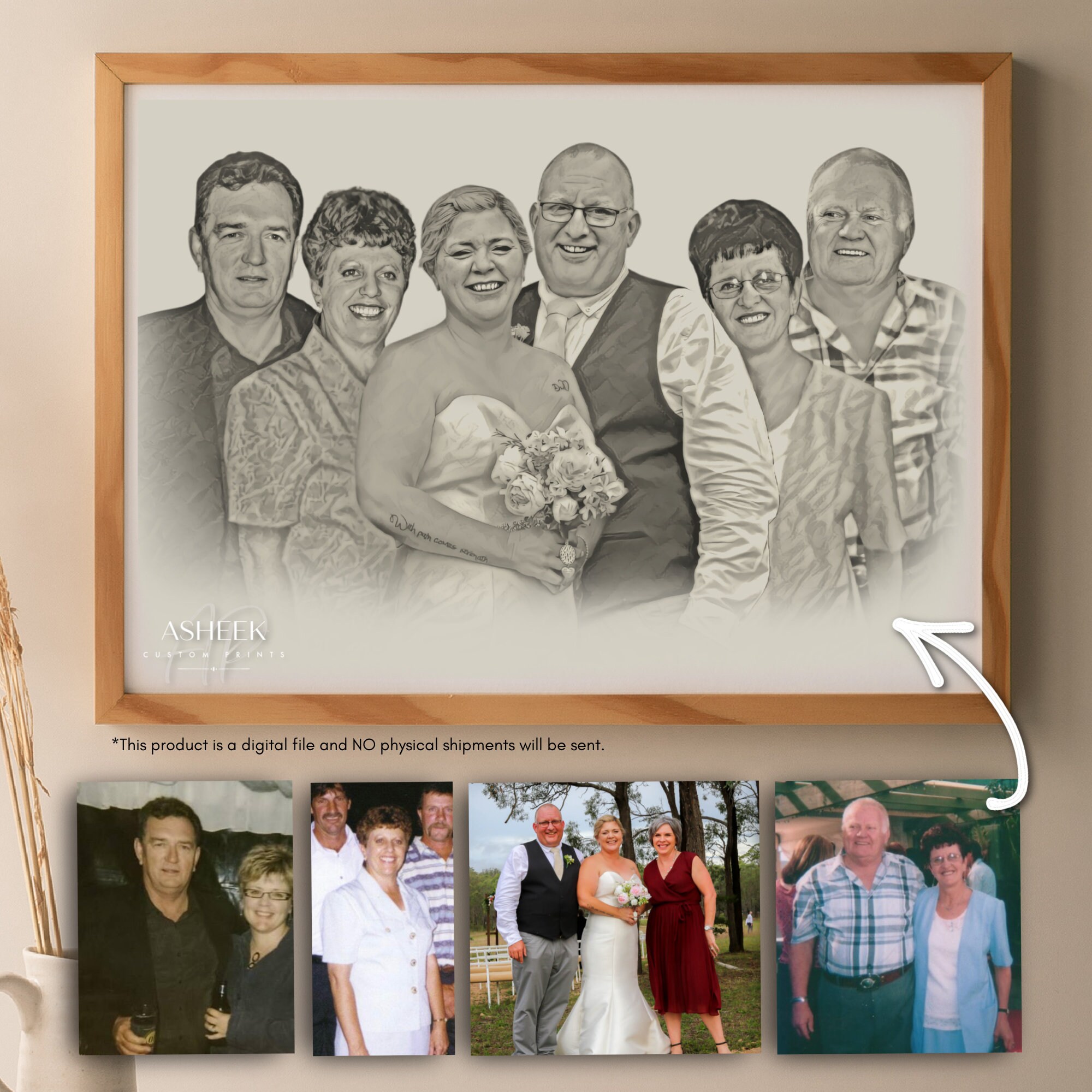 Custom Family Digital Portrait combine Multiple Photos - Etsy